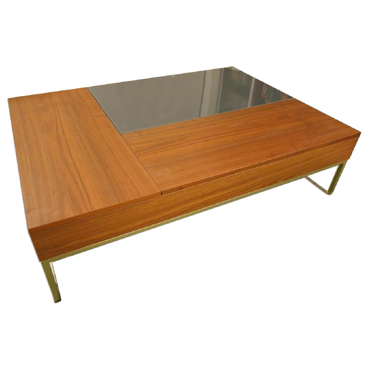 Bo Concept Coffee Table w/ Glass Top + Storage - AptDeco