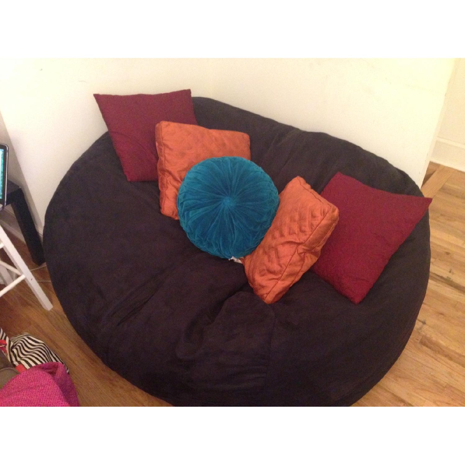 6 Foot Black Microsuede Lovesac Couch - AptDeco