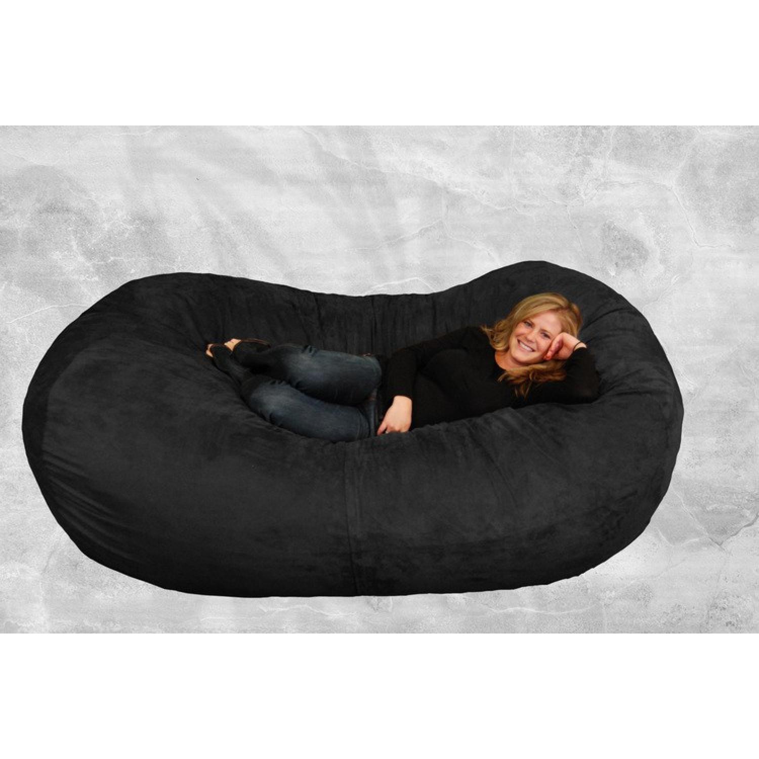 6 Foot Black Microsuede Lovesac Couch - AptDeco