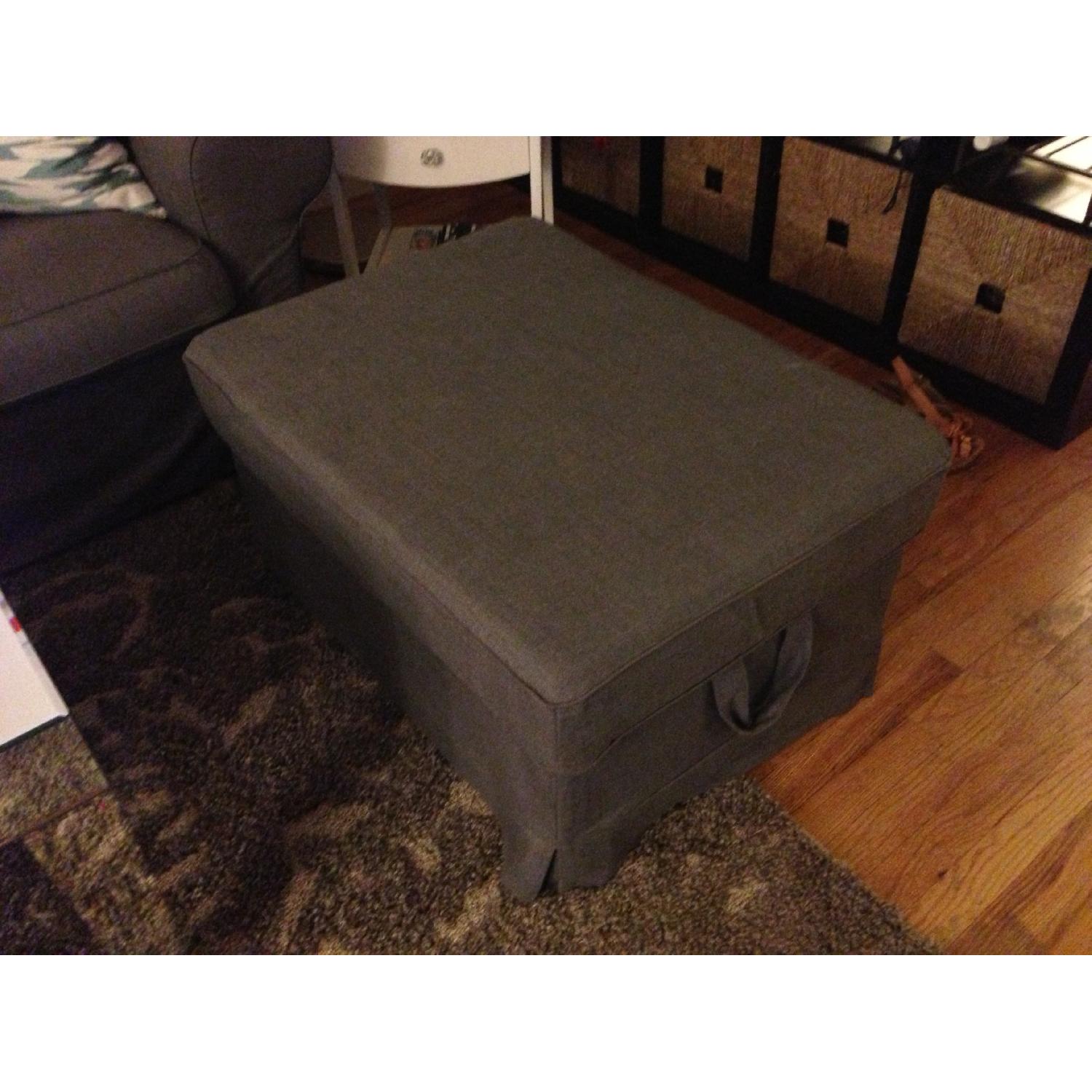 Grey Storage Ottoman/Footstool - AptDeco