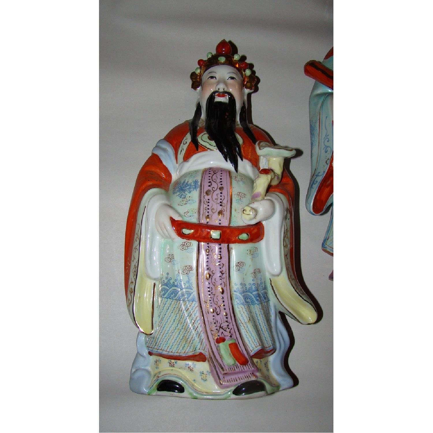 Fu, Shu & Lu Star Chinese Porcelain Figurine Trio 1920s - AptDeco