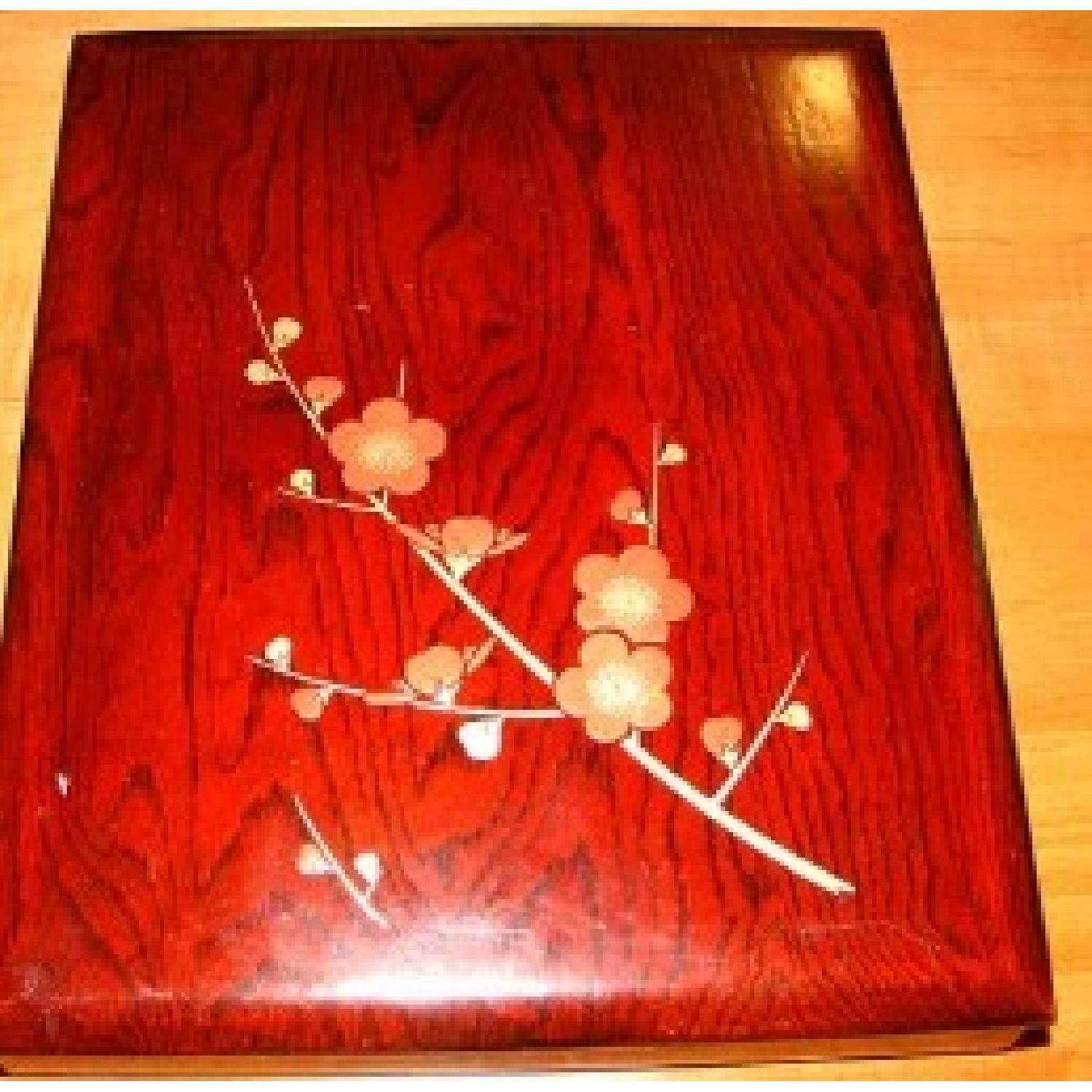 Antique Japanese Stationary Box w/ Cherry Blossom Inlay - AptDeco