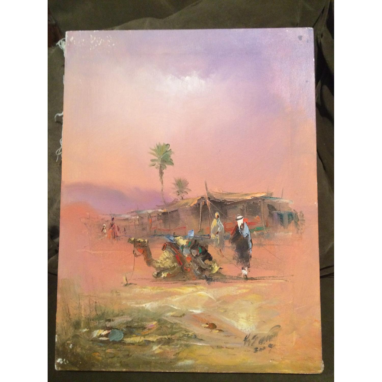 Hand Painted Desert Scene from Dubai - AptDeco