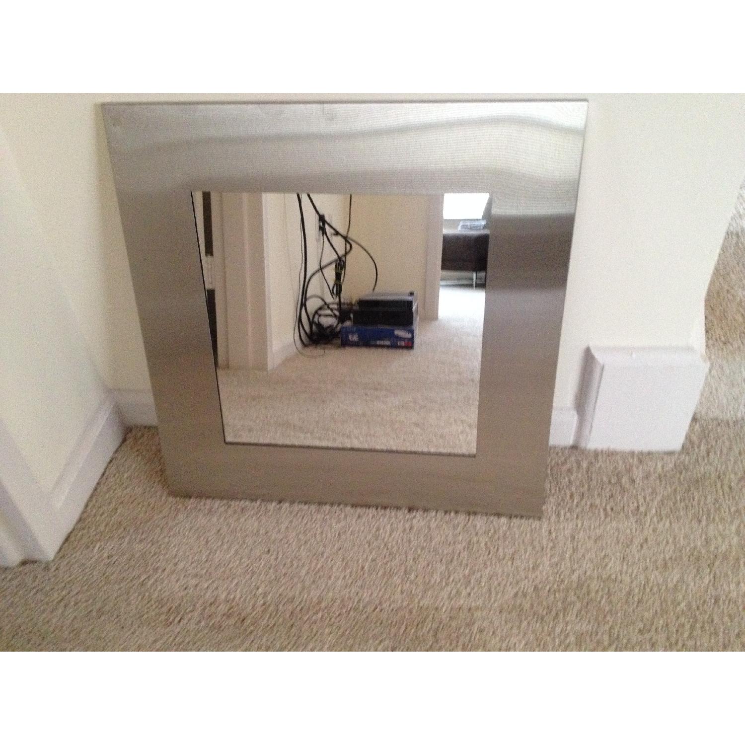 Stainless Steel Metal Framed Mirrors - Pair - AptDeco