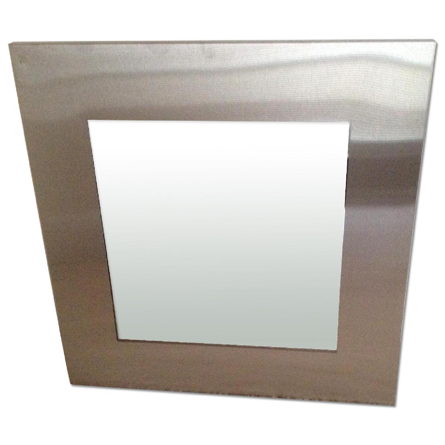 Stainless Steel Metal Framed Mirrors - Pair - AptDeco