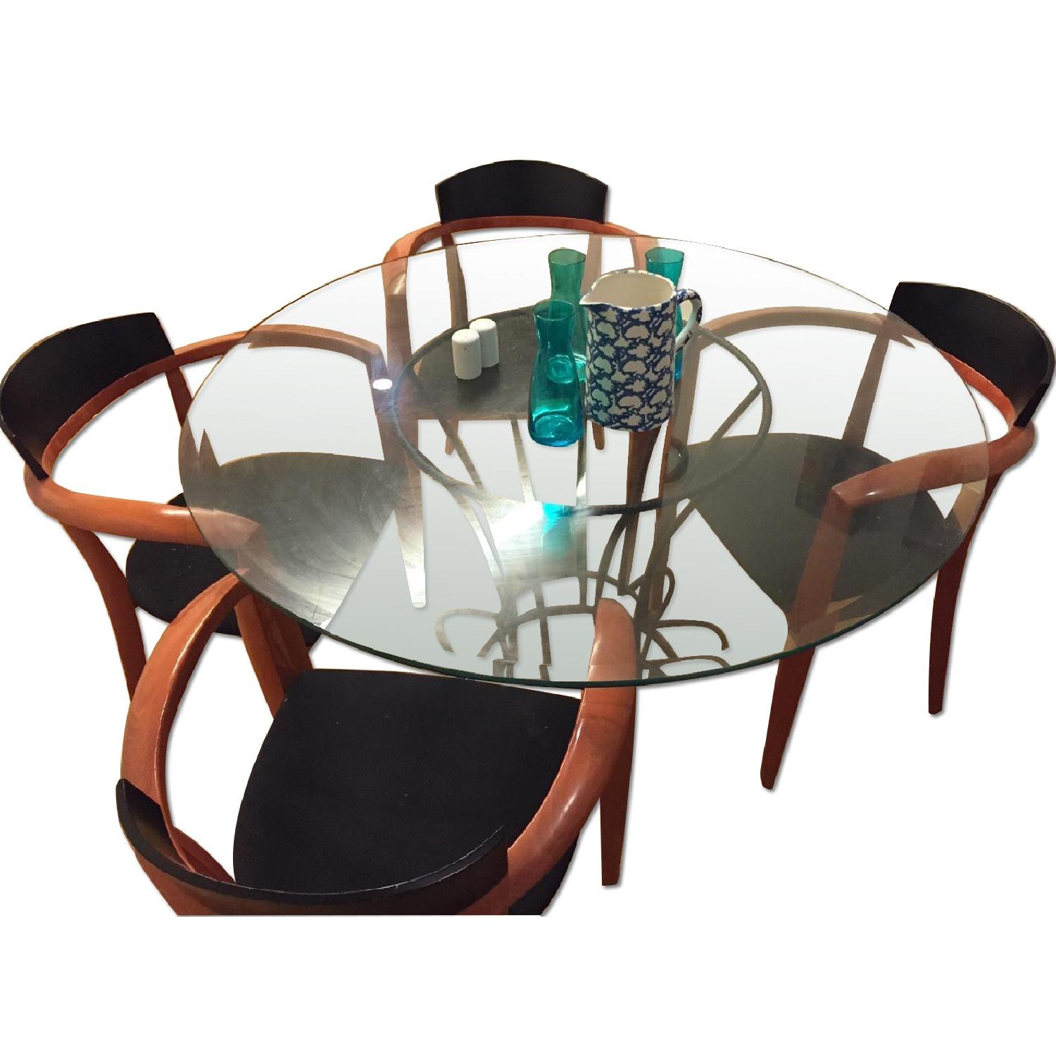 Glass Top Dining Table w/ 4 Chairs - AptDeco