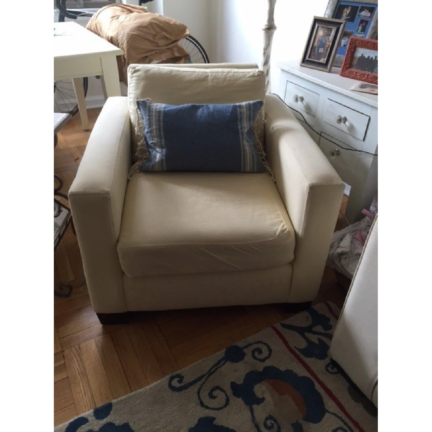 West Elm Ivory Arm Chair - AptDeco