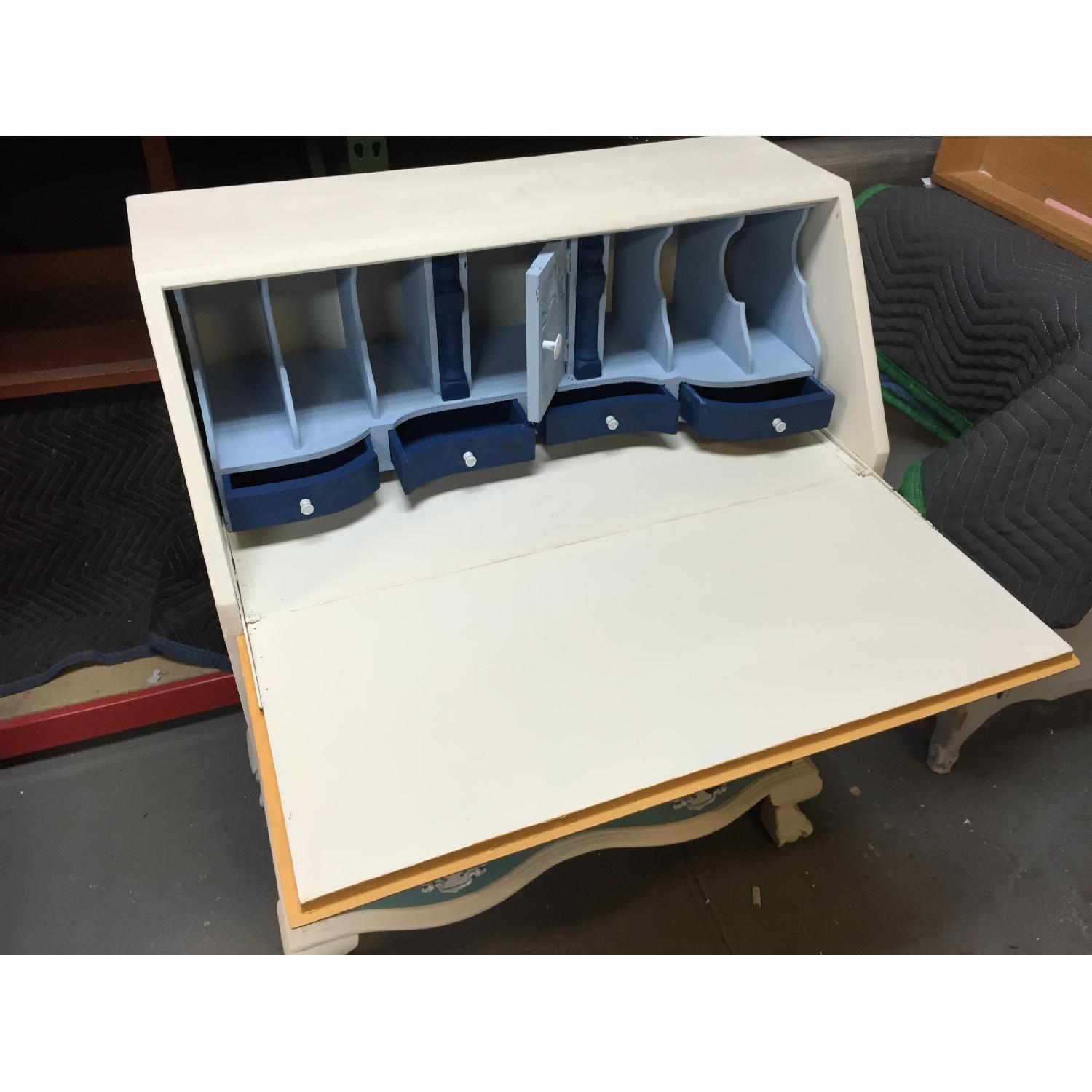 Vintage Chippendale Style Bureau Painted In Multi Colors - AptDeco