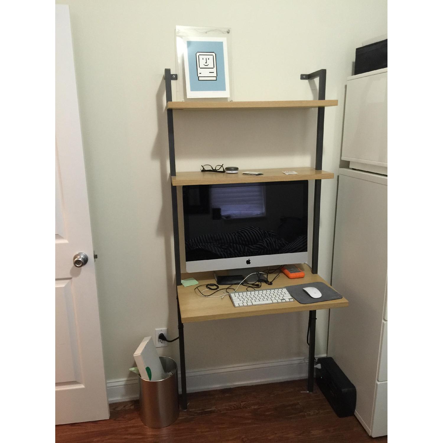 CB2 Helix White Oak Desk w/ Shelves - AptDeco