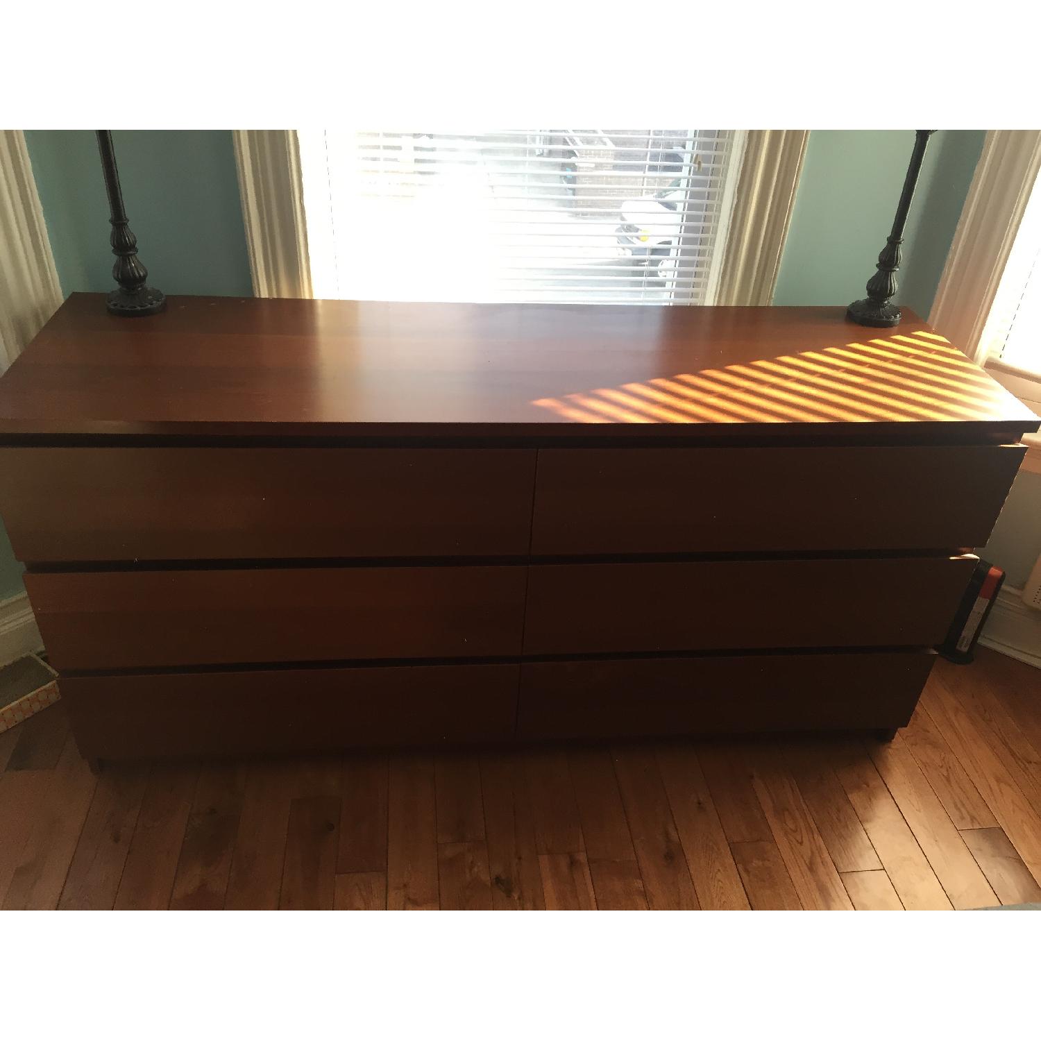 Ikea Malm Brown 6 Drawer Dresser - AptDeco
