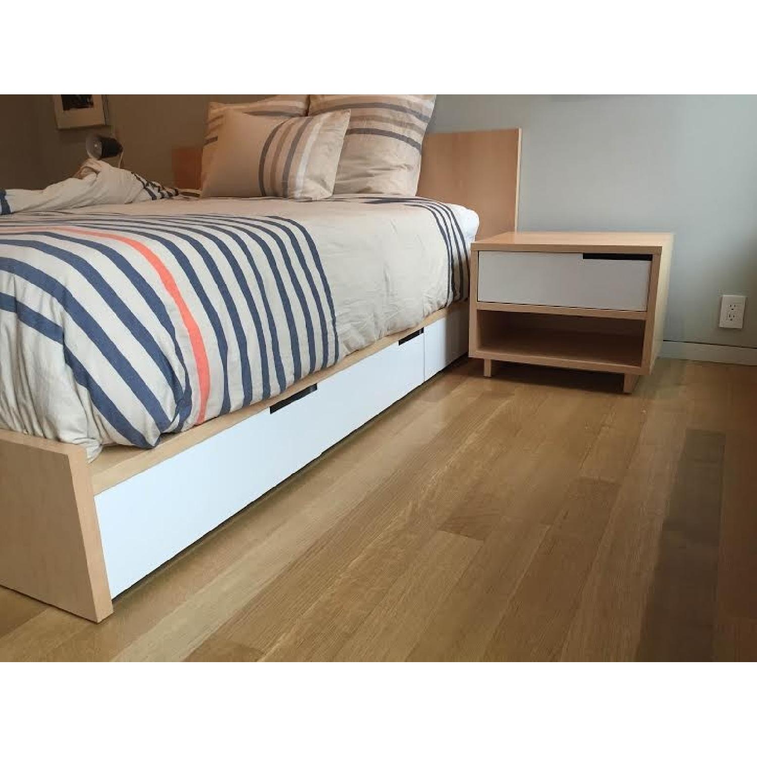 Blu Dot Maple Modu-Licious Bed w/ White Drawers - AptDeco