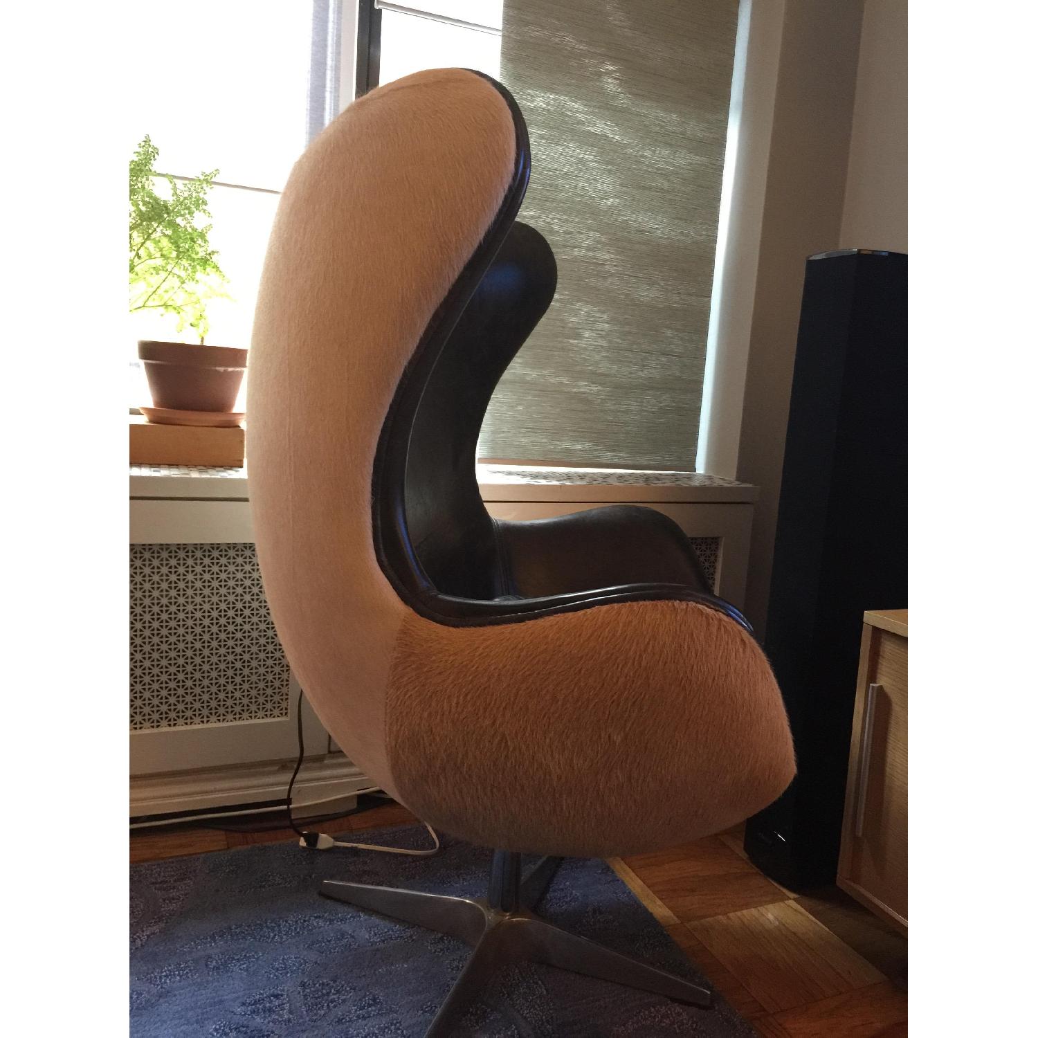 Restoration Hardware 1950's Leather/Cowhide Copenhagen Egg Chair - AptDeco