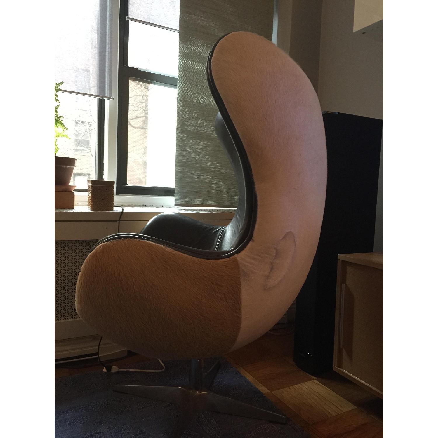 Restoration Hardware 1950's Leather/Cowhide Copenhagen Egg Chair - AptDeco