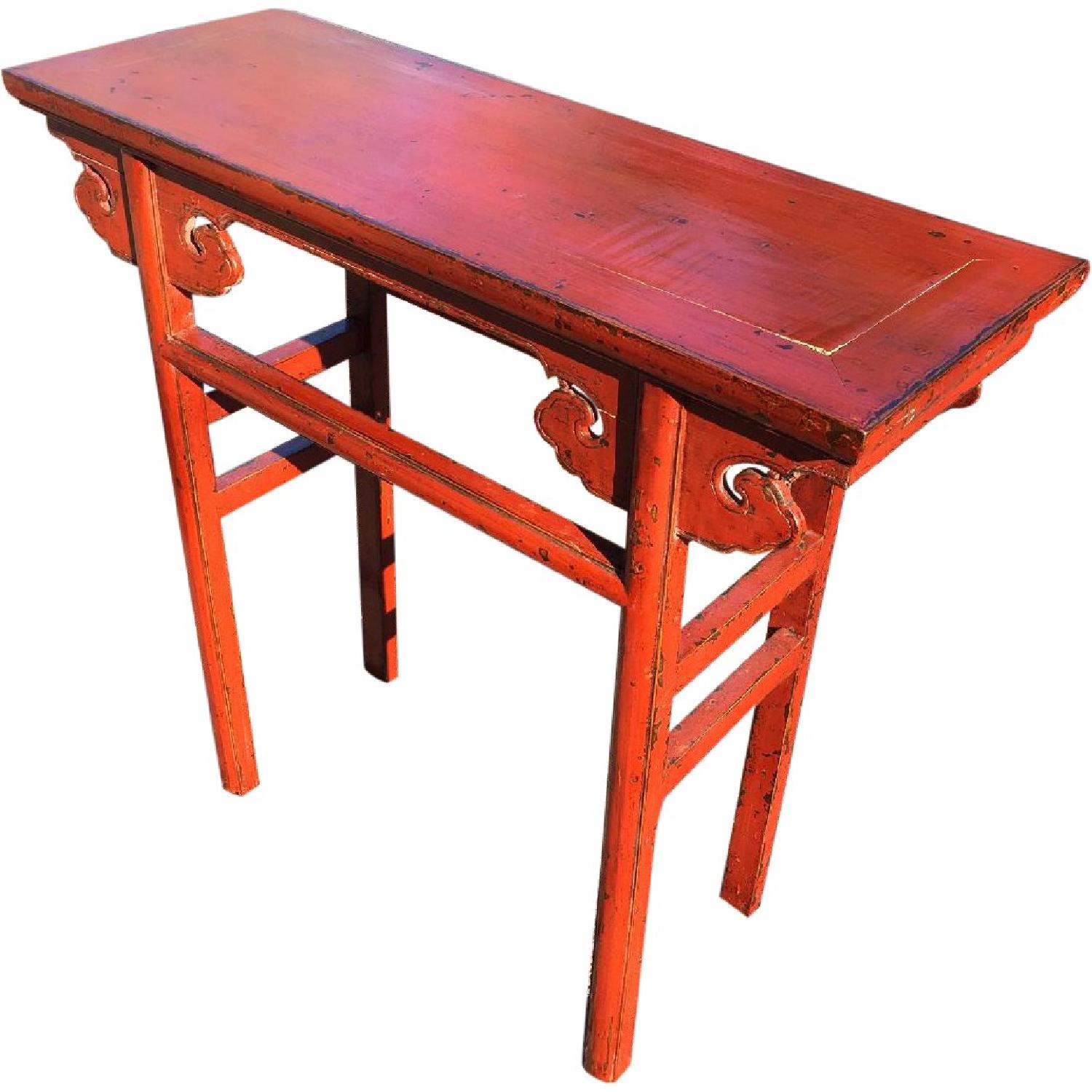 Antique Asian Red Console Table - AptDeco