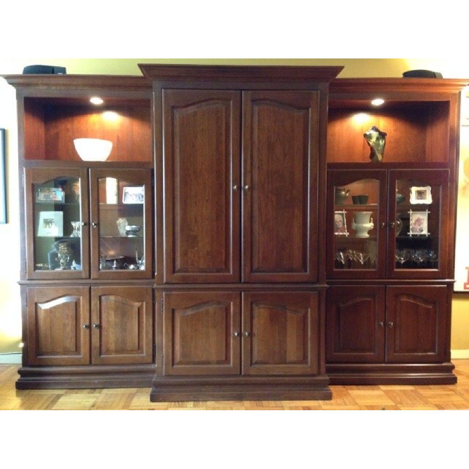 Solid Cherry 3 Piece Entertainment Center - AptDeco