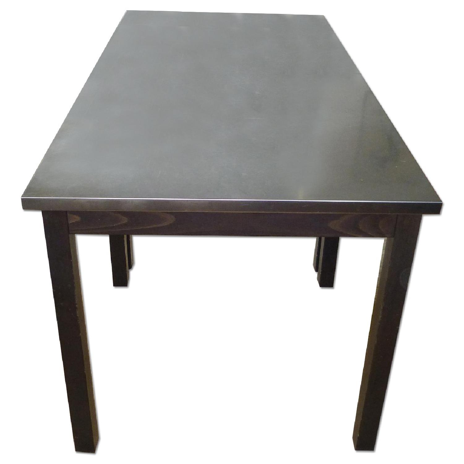West Elm Stainless Steel Top Dining Table - AptDeco