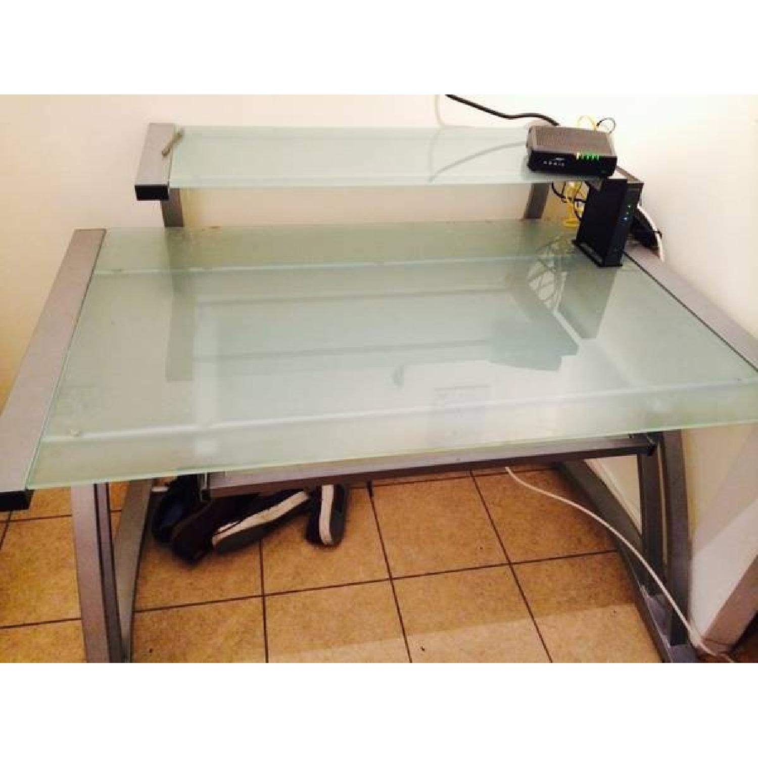 Beautiful Large Glass Computer Desk - AptDeco