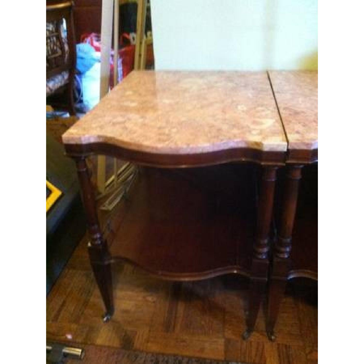 Antique Cherrywood & Marble Top End Tables - AptDeco