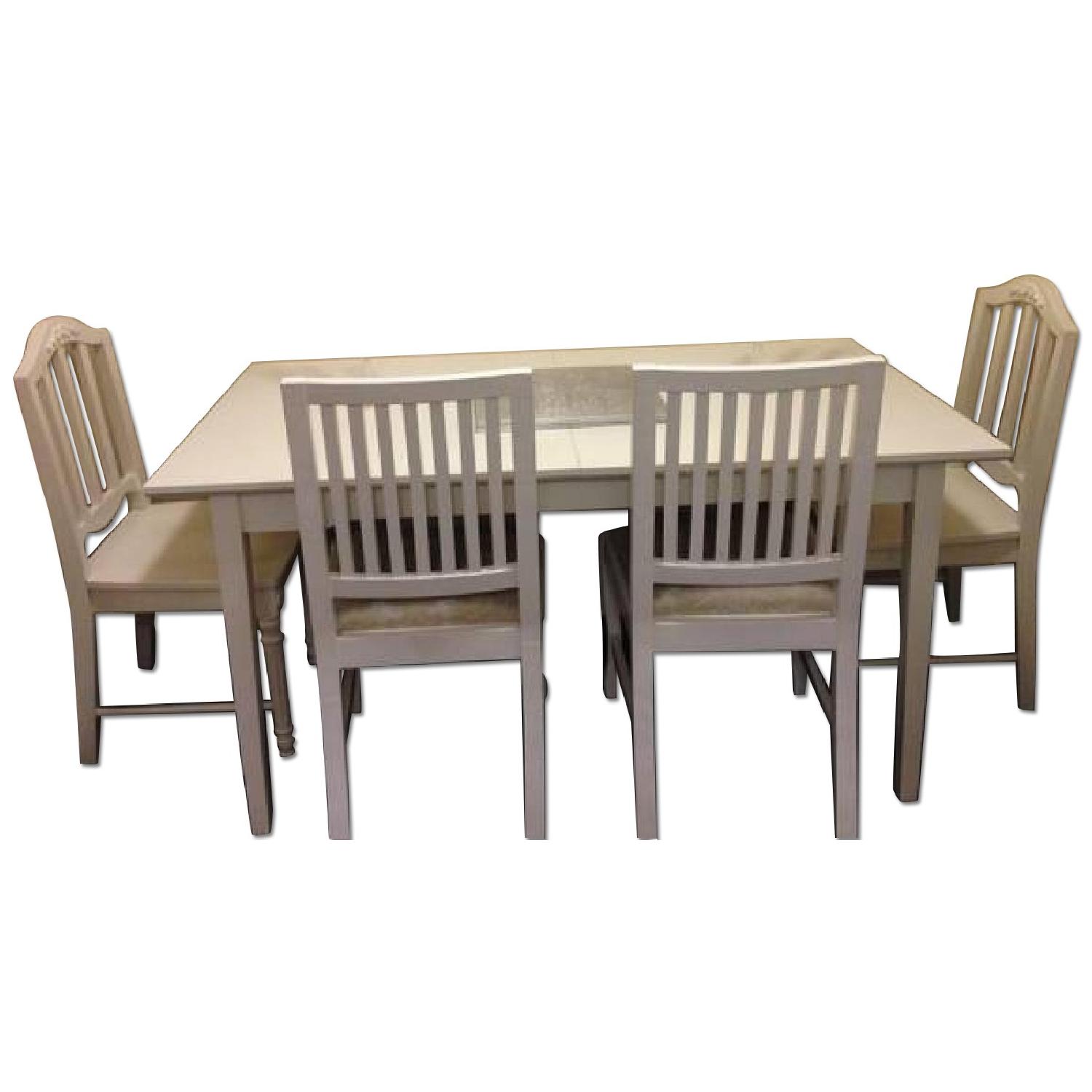 White Rectangle Dining Table w/ 4 Simply Shabby Chic Chairs - AptDeco