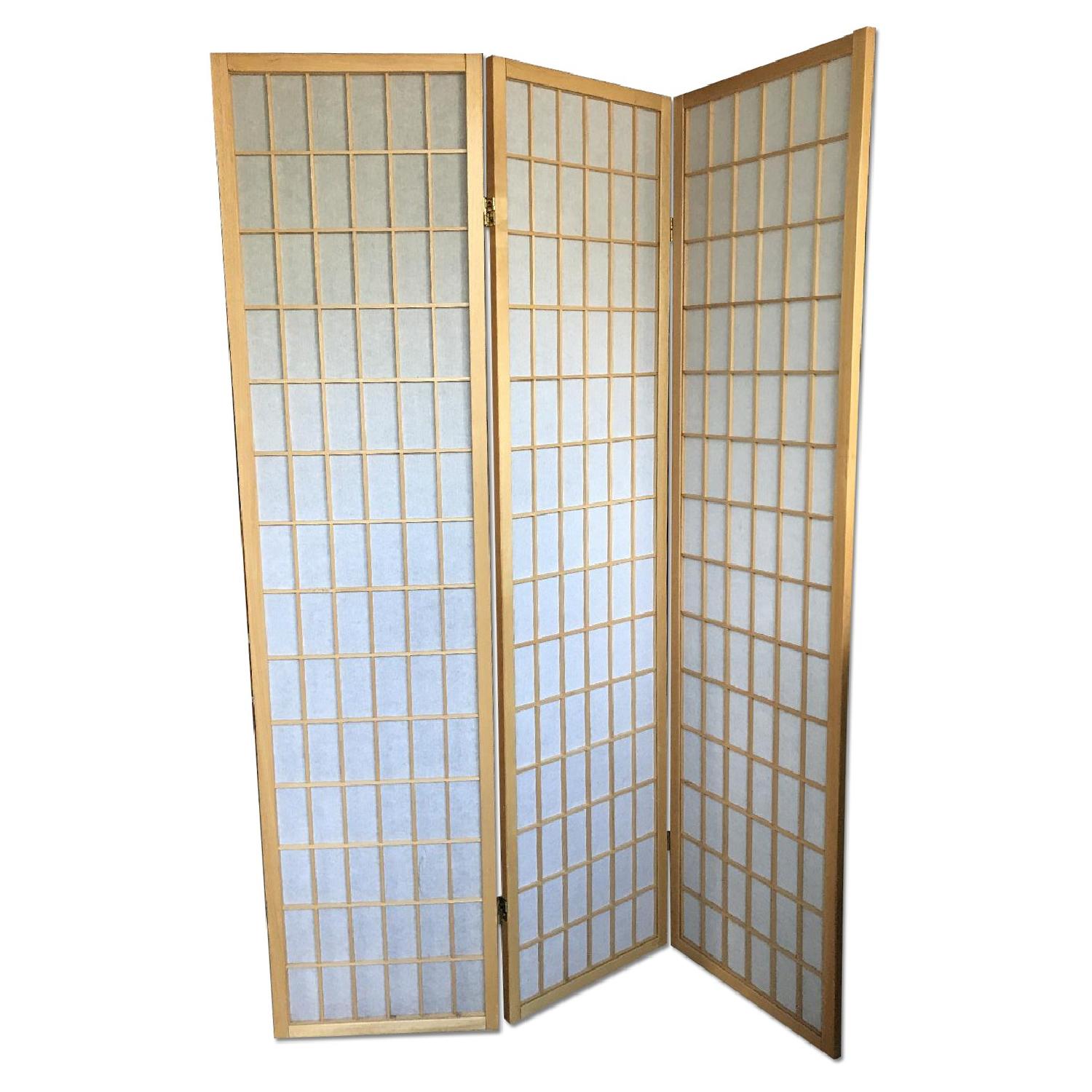 3 Panel Wood Screen - AptDeco