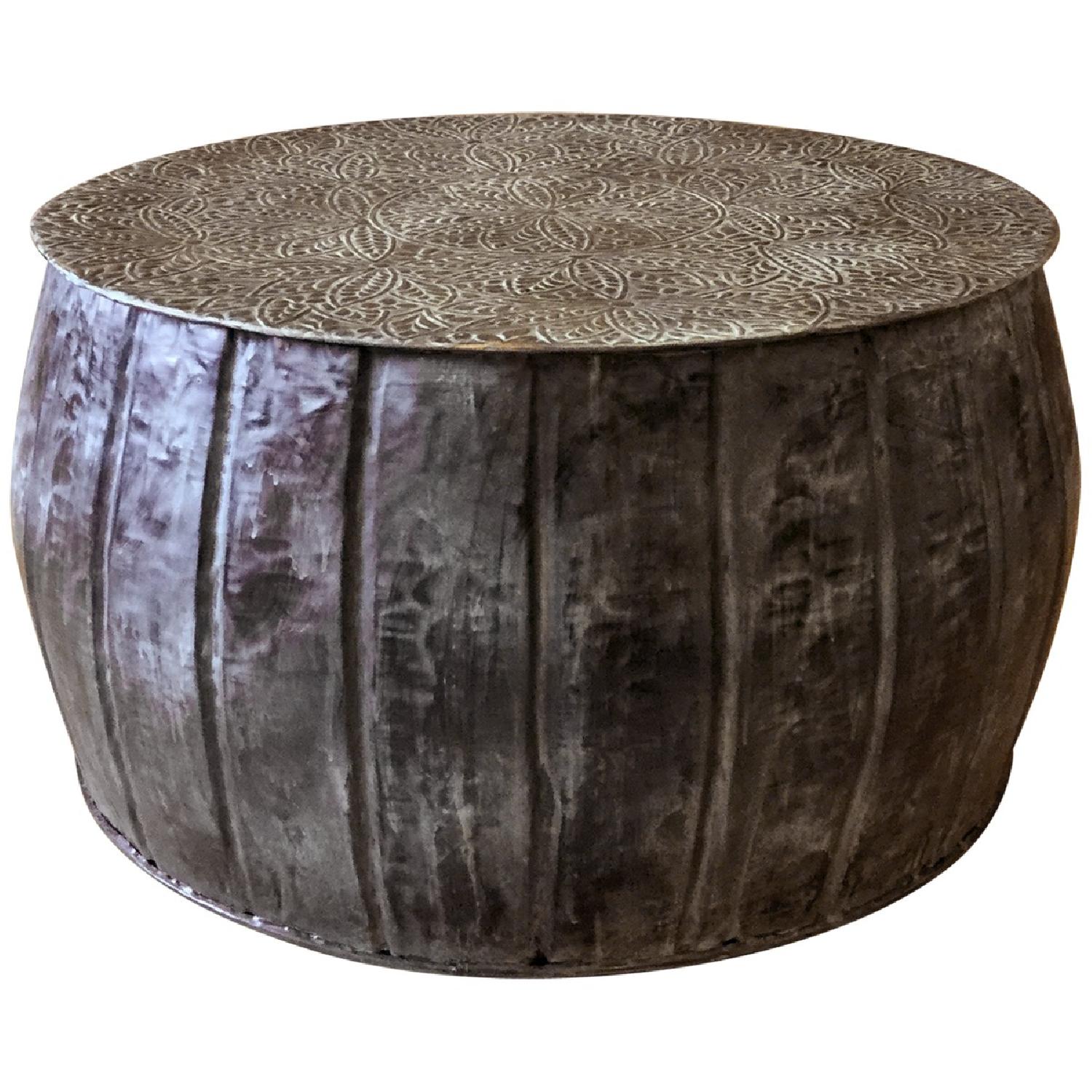 Iron Round Small Accent Drum Table - AptDeco