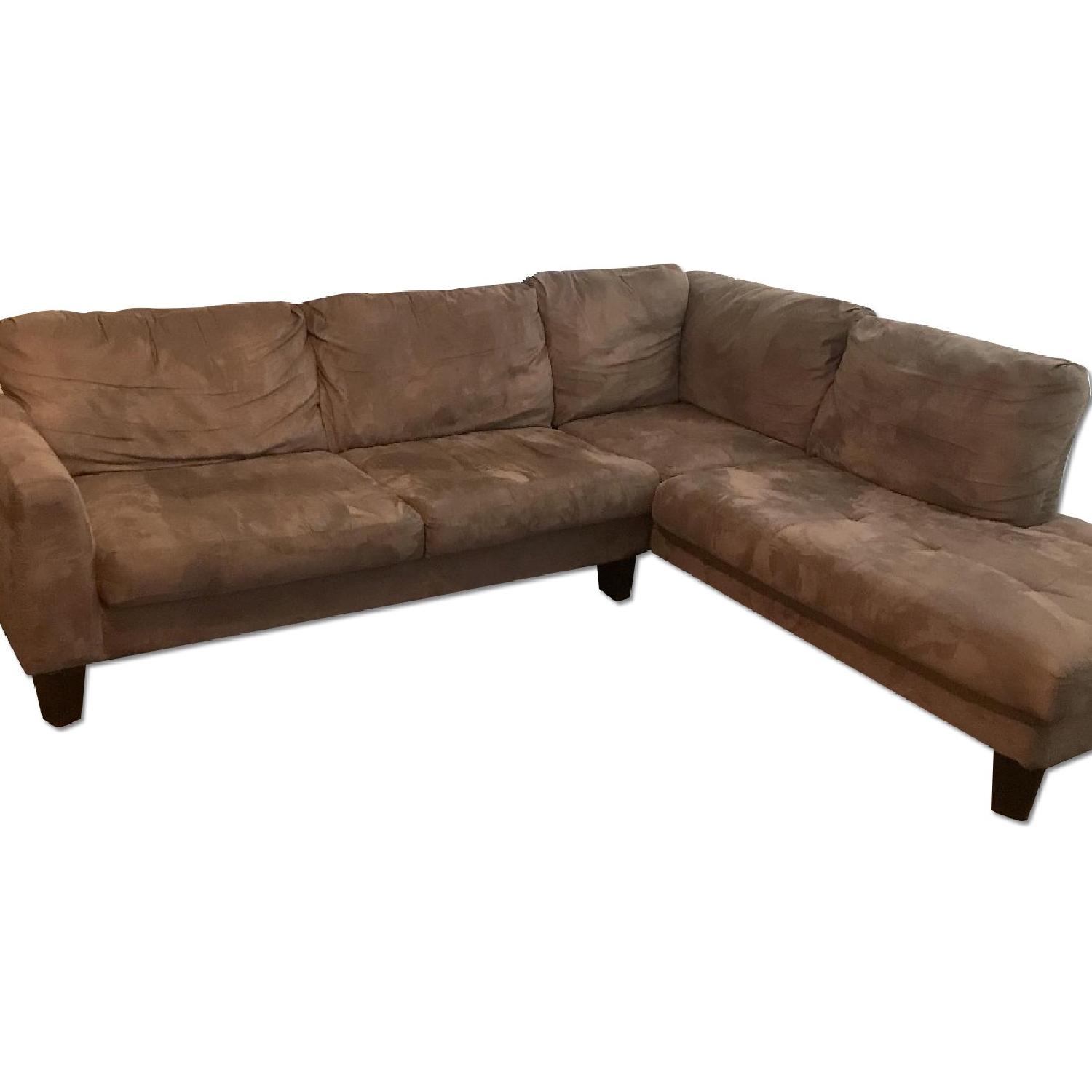 Jennifer Convertibles Microsuede Sectional Sofa - AptDeco