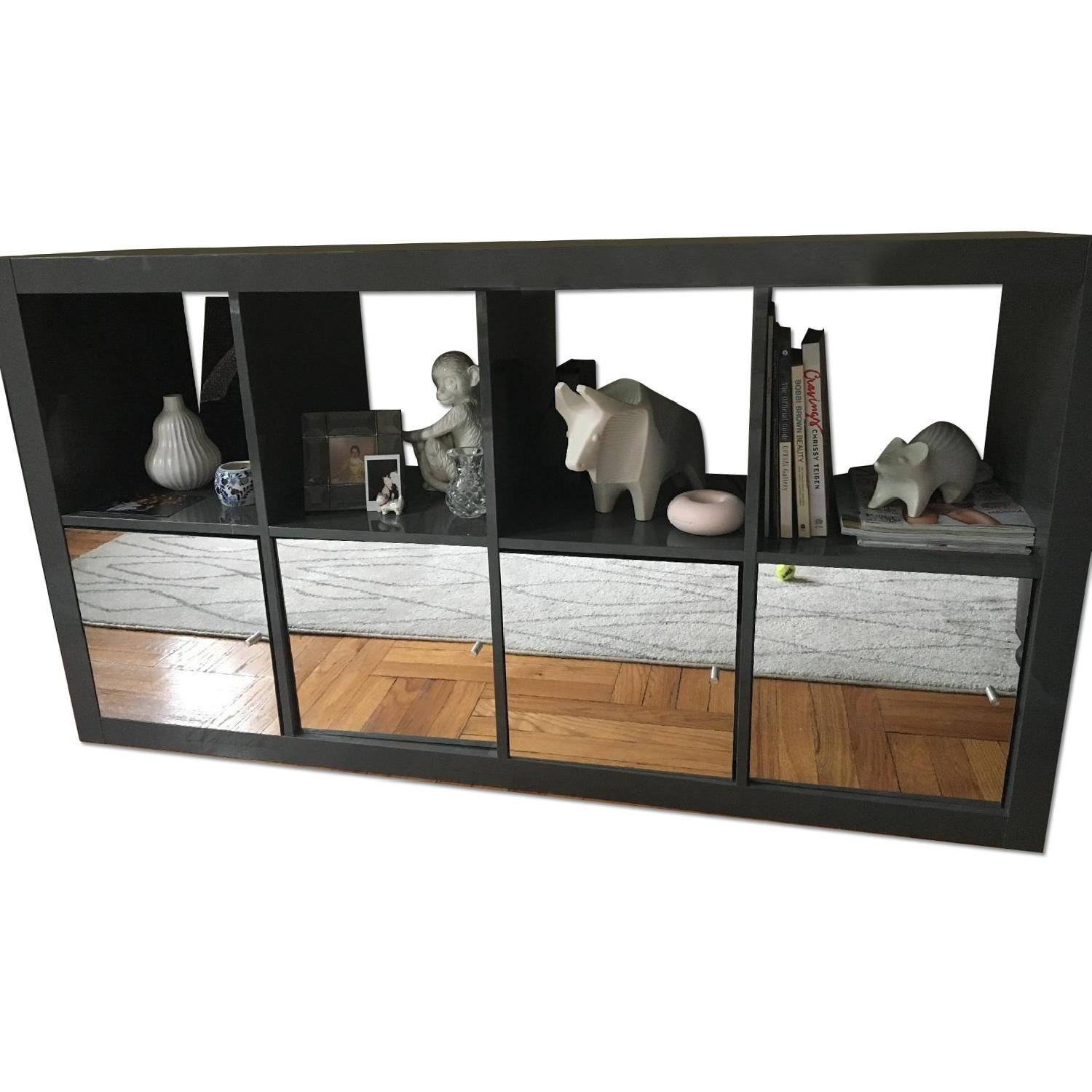 Ikea Kallax High Gloss Shelf Unit w Doors AptDeco