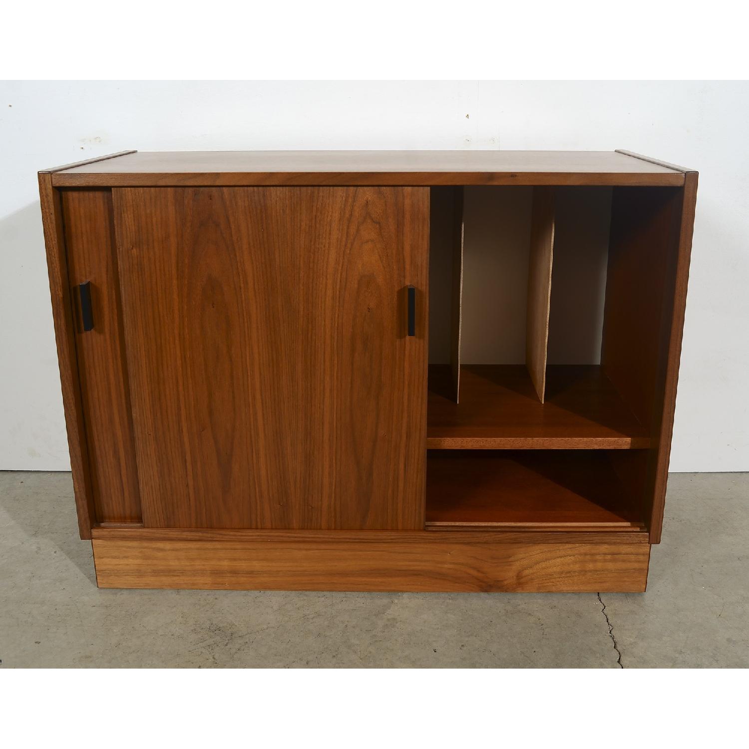 Mid Century Modern Walnut Record Cabinet/TV Stand - AptDeco