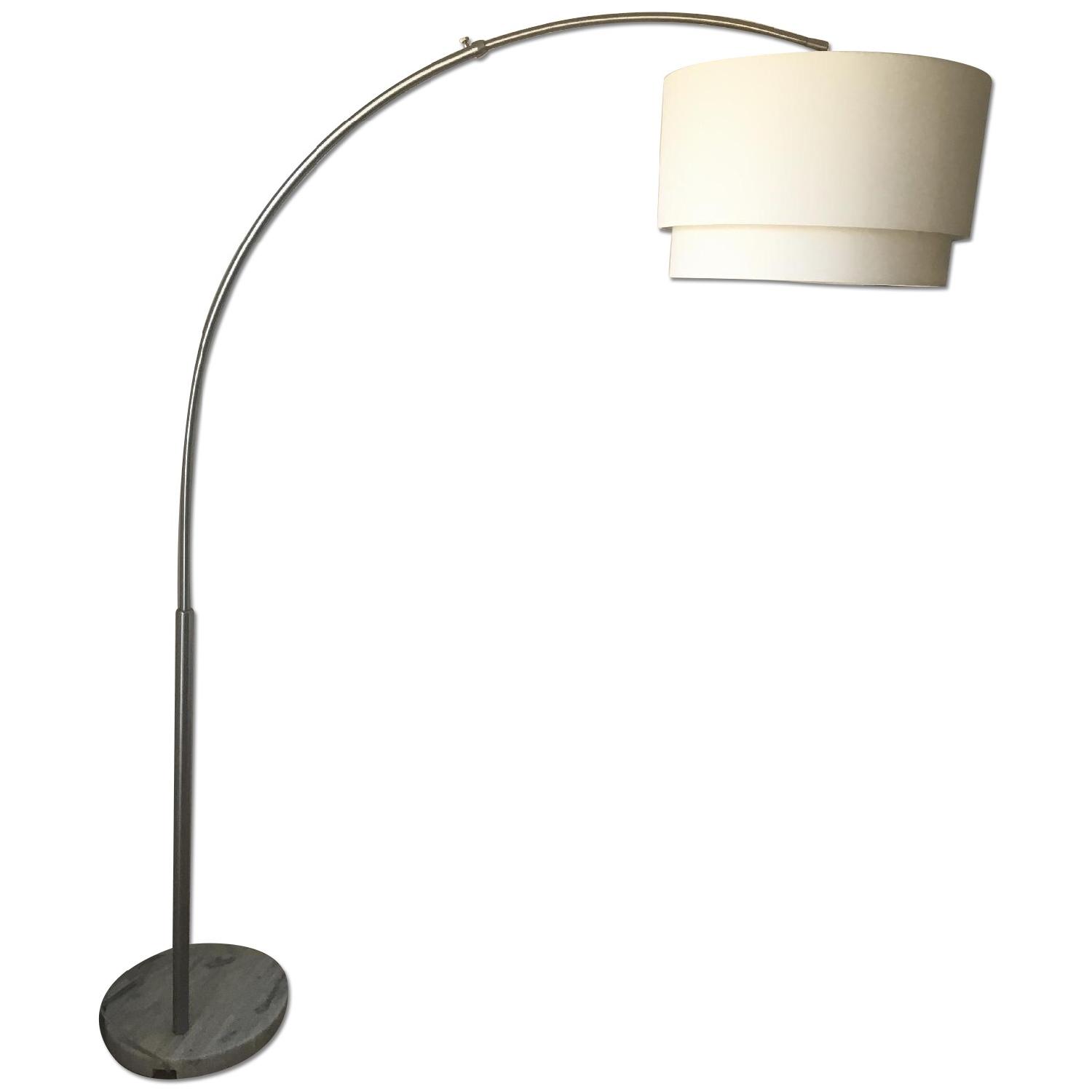 Adjustable Arching Floor Lamp w/ Steel Shade & Marble Base - AptDeco