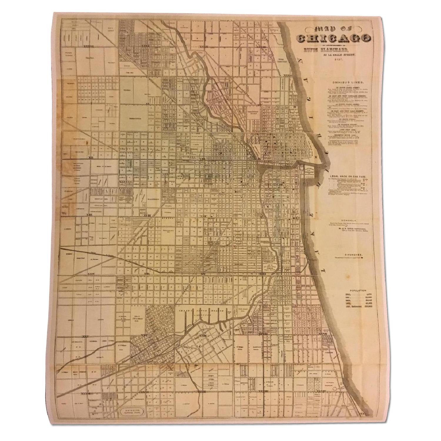 1857 Map of Chicago - AptDeco