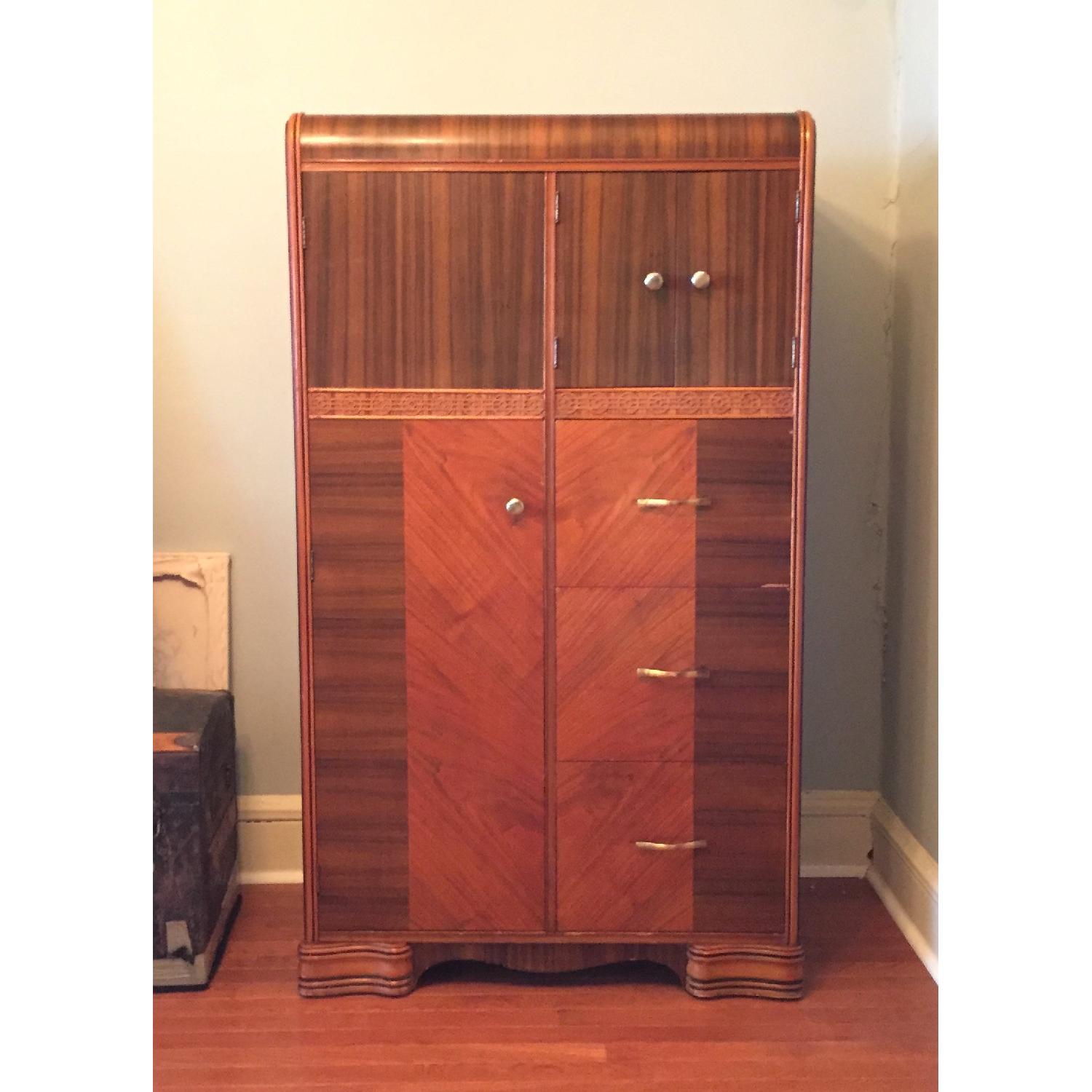 Vintage Art Deco Waterfall Armoire - AptDeco