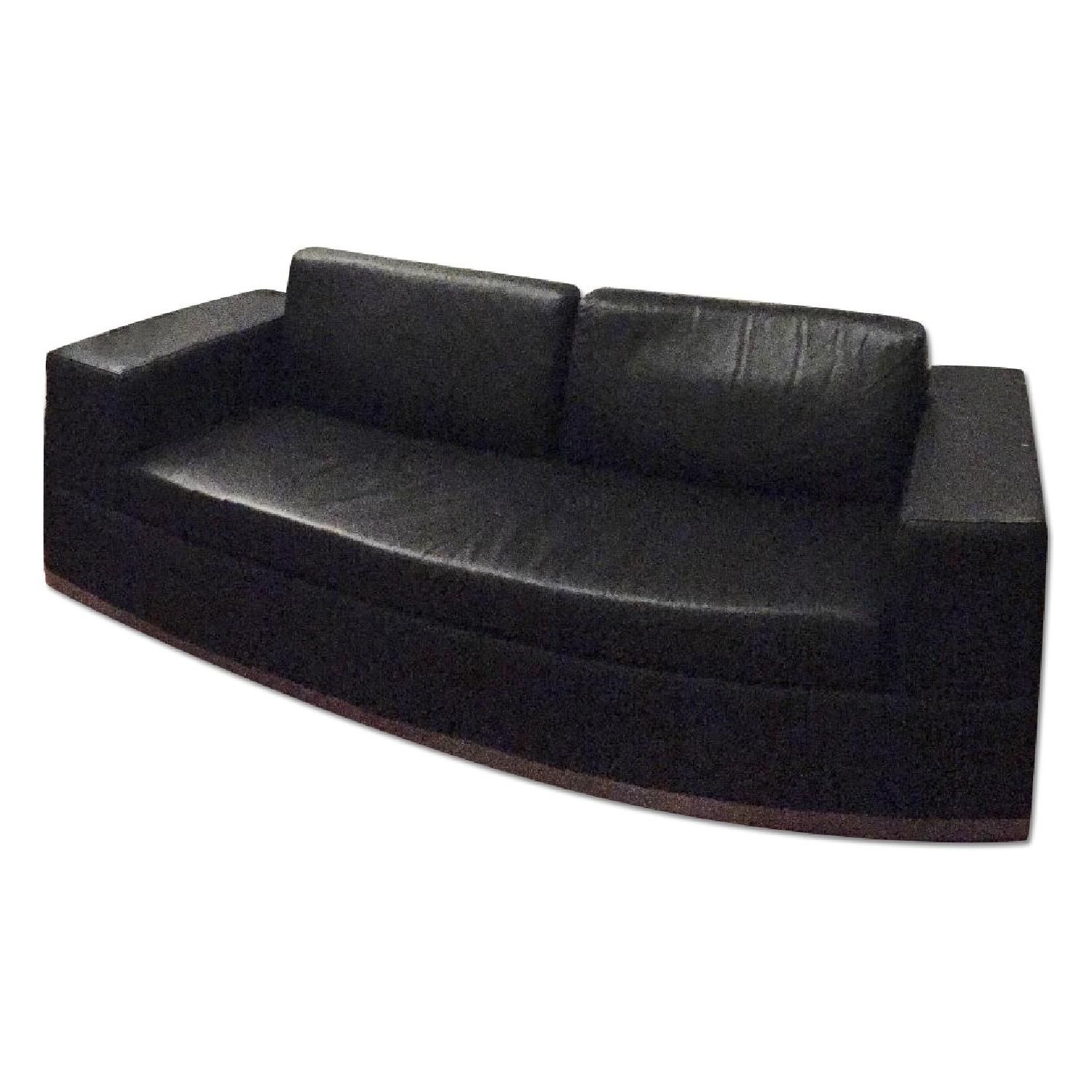 Model Home Black Leather Sleeper Sofa - AptDeco