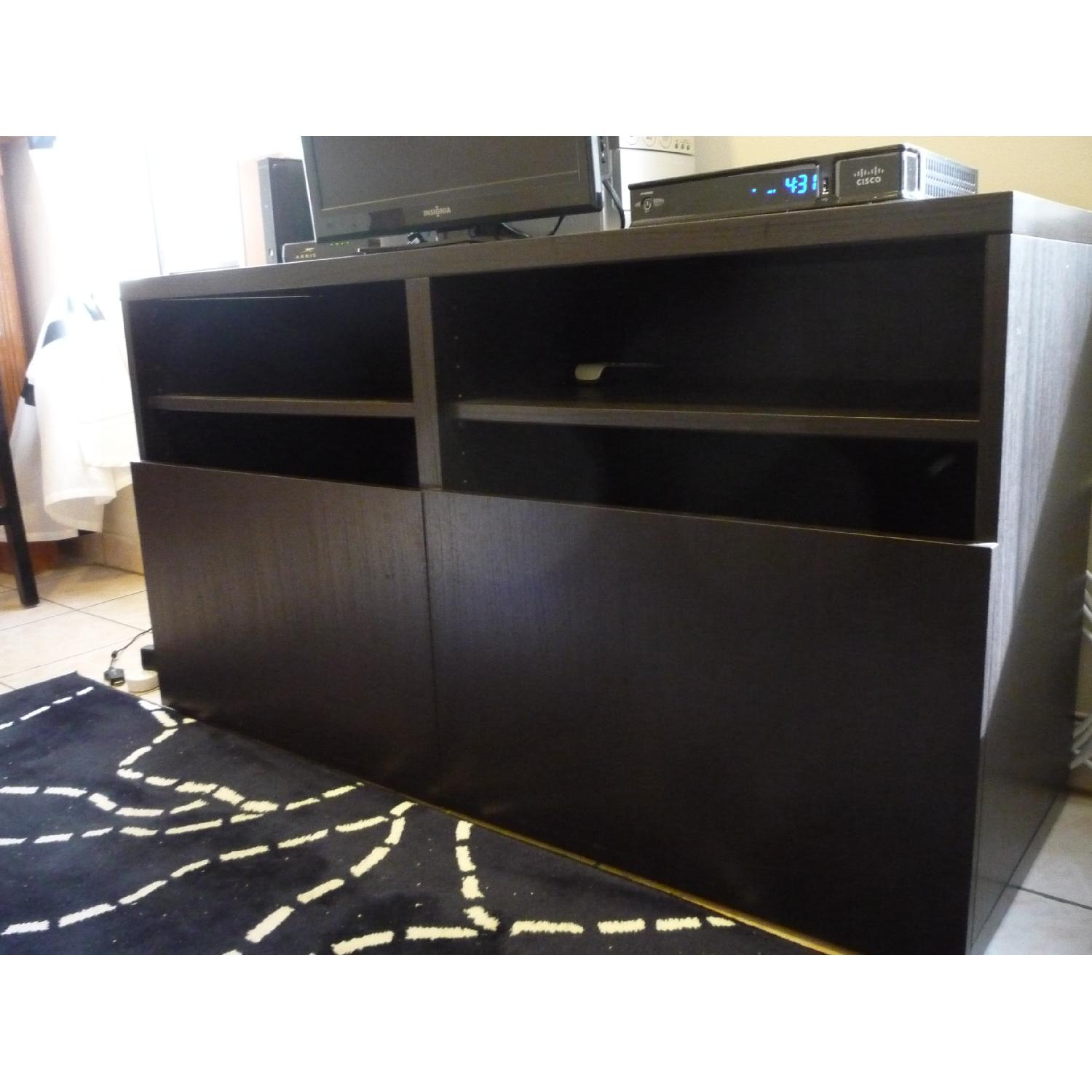 Ikea Dark Brown Entertainment Unit with Shelves - AptDeco