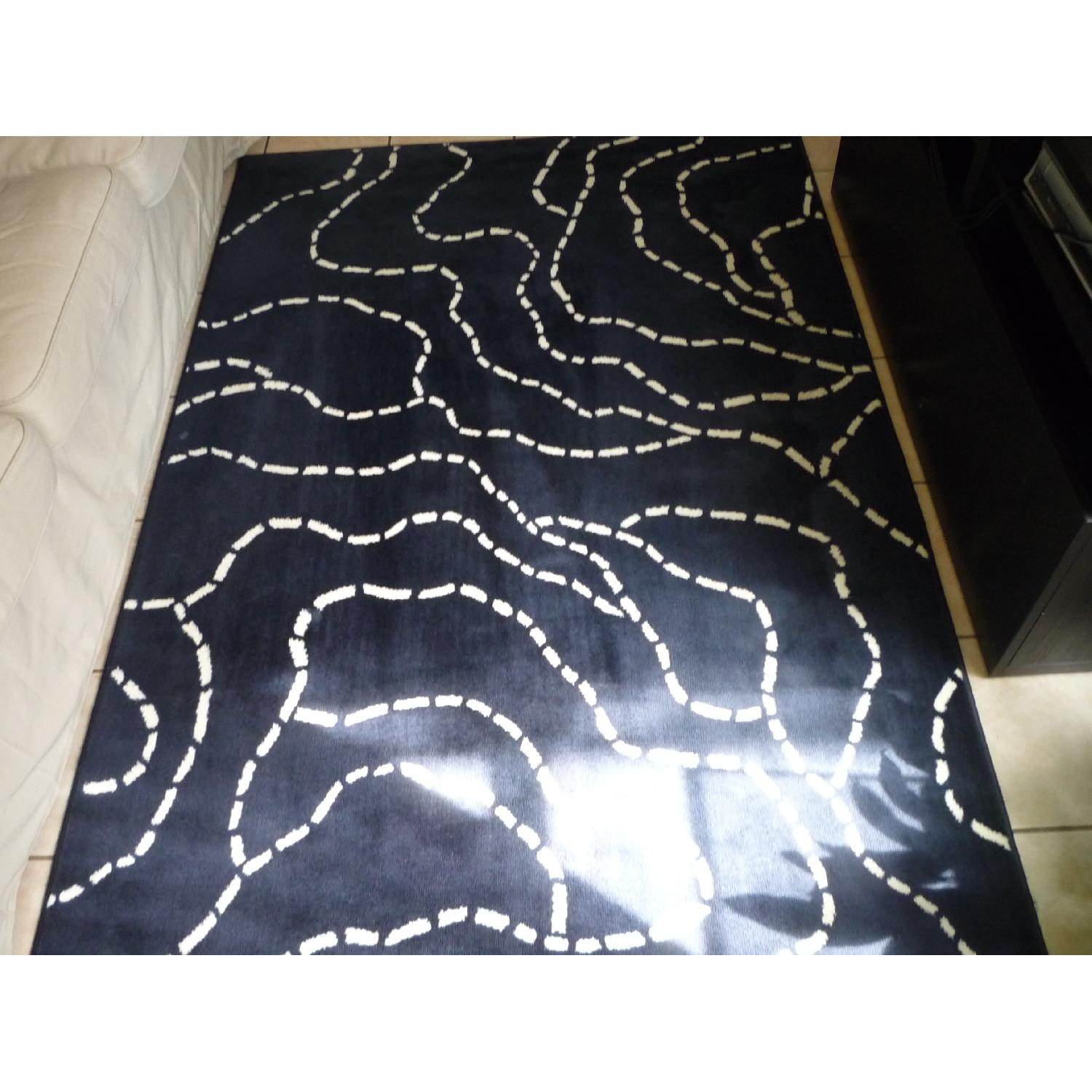 Ikea Navy Rug with White Design - AptDeco