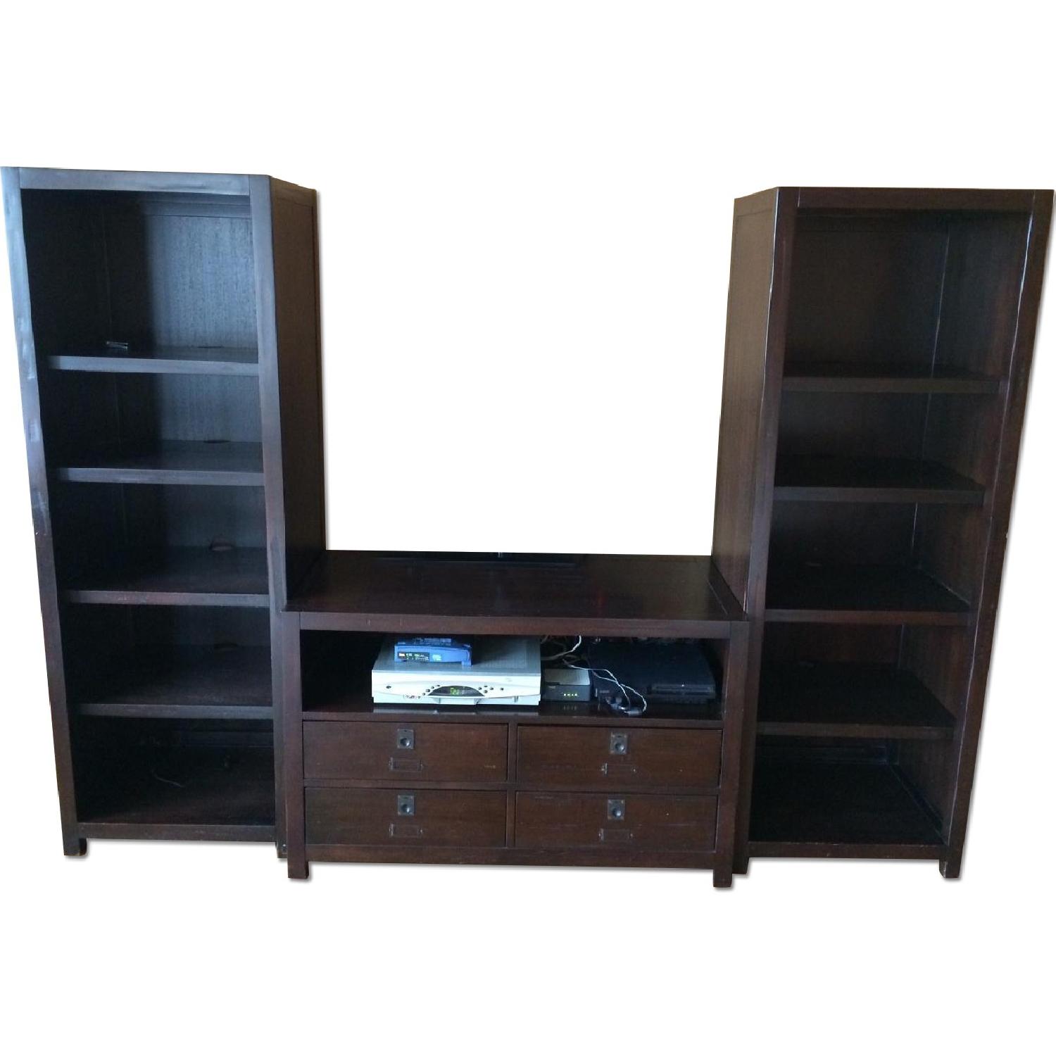Pottery Barn Rhys Media Entertainment Unit in Dark Brown - AptDeco