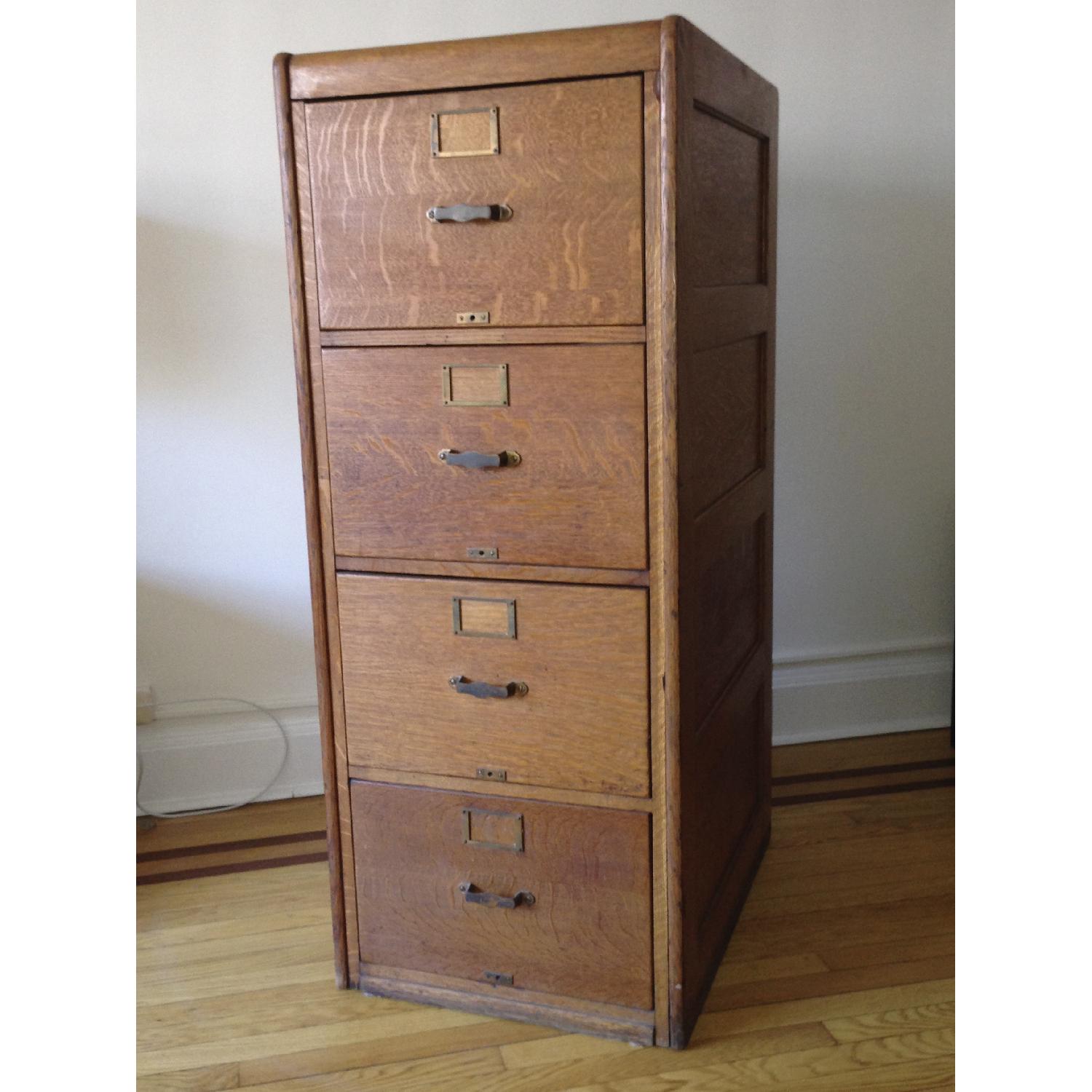Antique Solid Oak File Cabinet - AptDeco