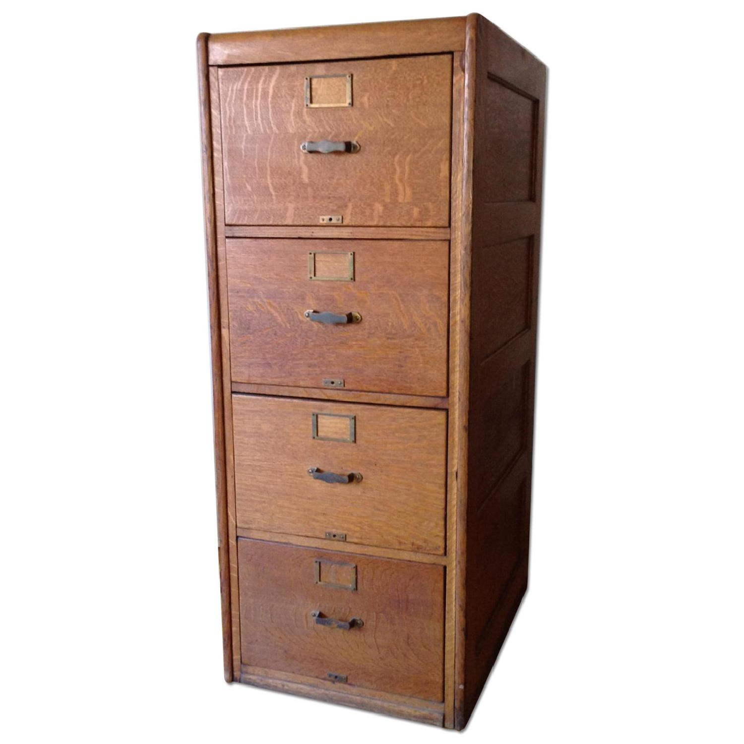 Antique Solid Oak File Cabinet - AptDeco