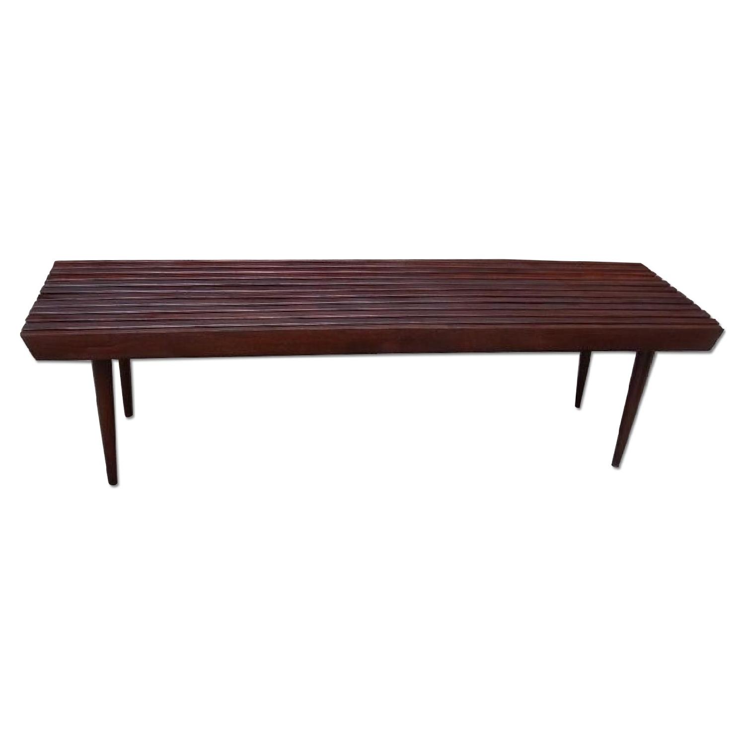 Mid Century Long Slat Bench - AptDeco