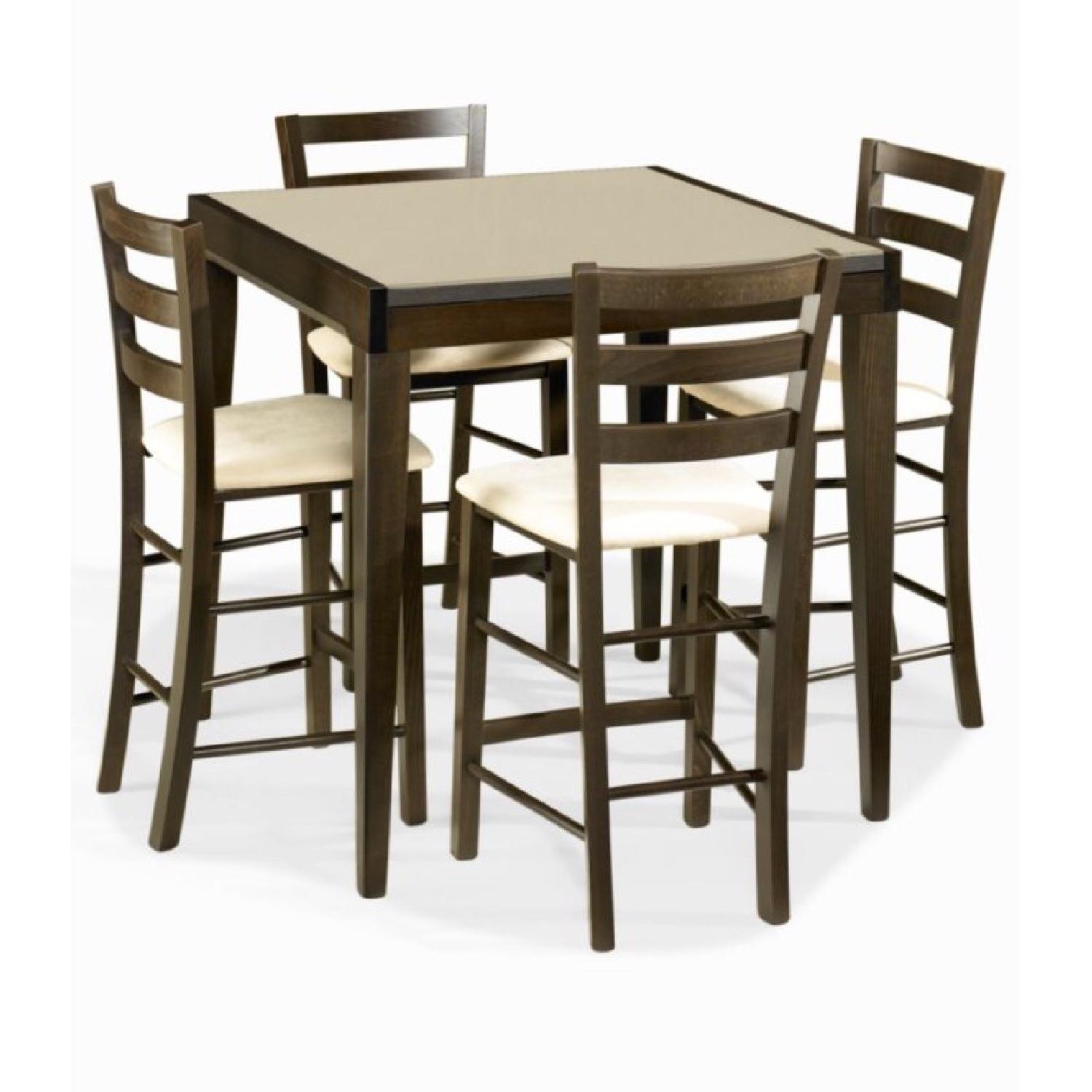Macy's Square Glass Table Top w/ 4 Micro Suede Pub Chairs - AptDeco
