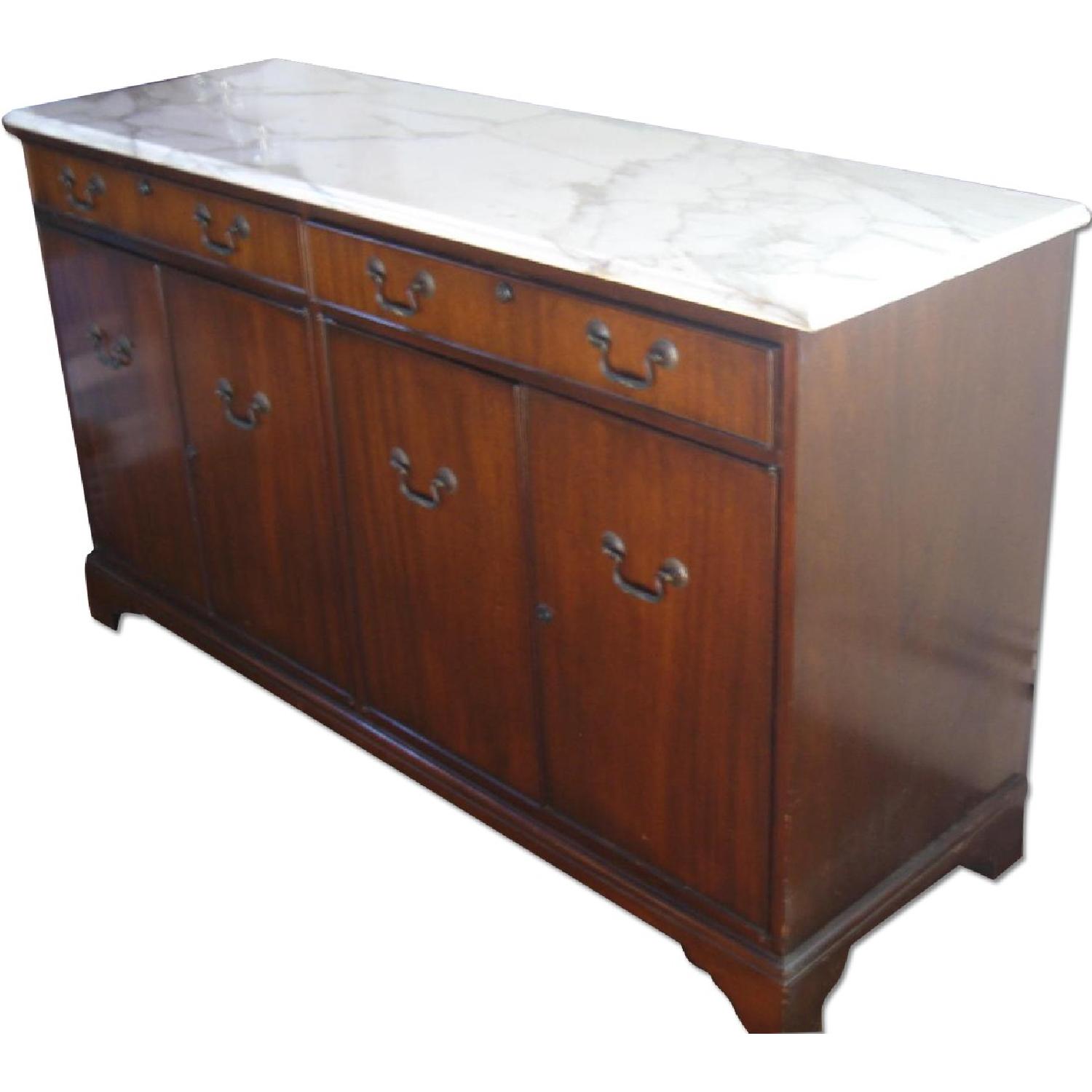 Vintage Custom Made Sideboard/ Server with Marble Top - AptDeco