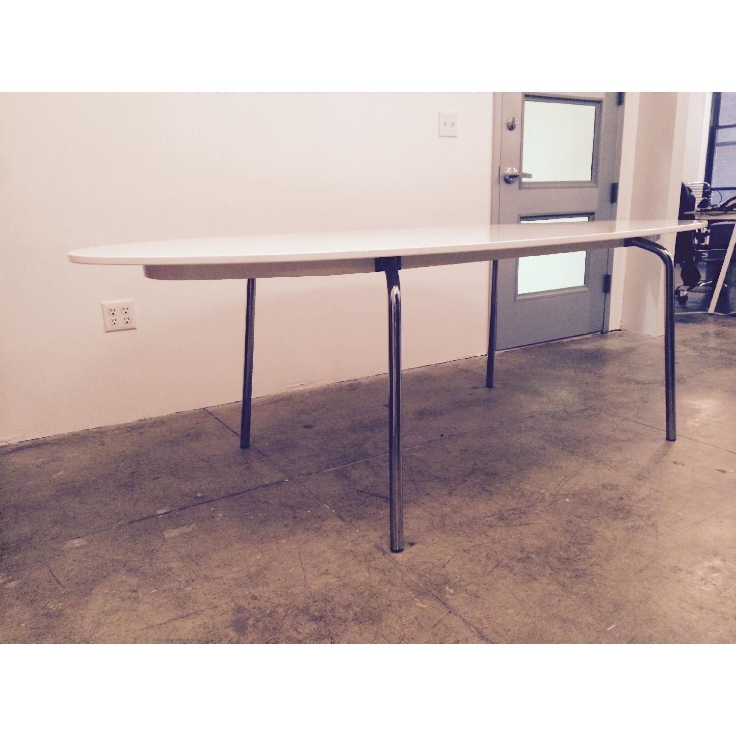 Ikea White Gloss Oval Conference Table w/ Chrome Legs . - AptDeco