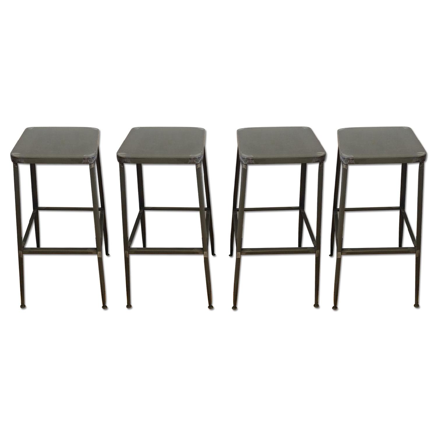 CB2 Flint Steel Bar Stools - Set of 4 - AptDeco