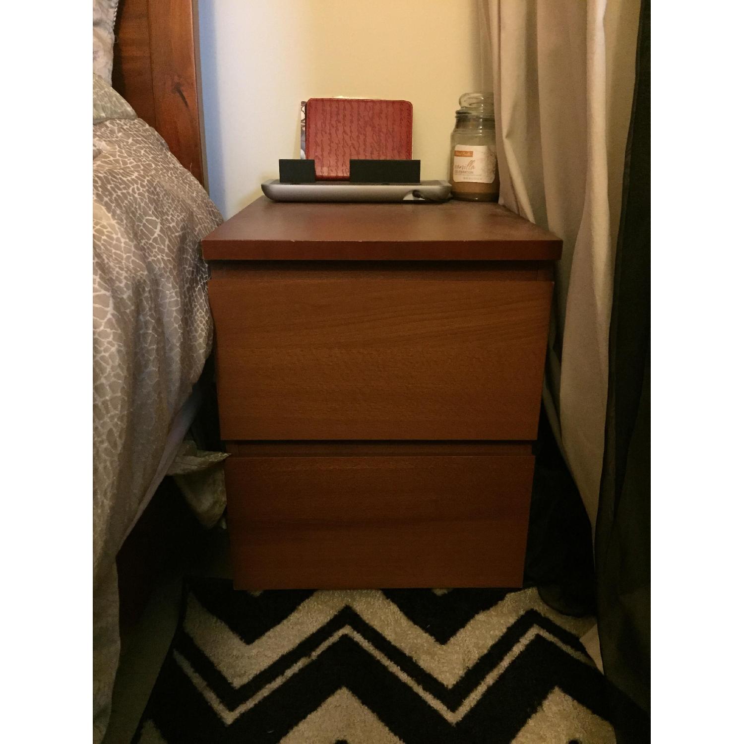 Solid Wood Queen Sized Bed + Matching Side Table - AptDeco