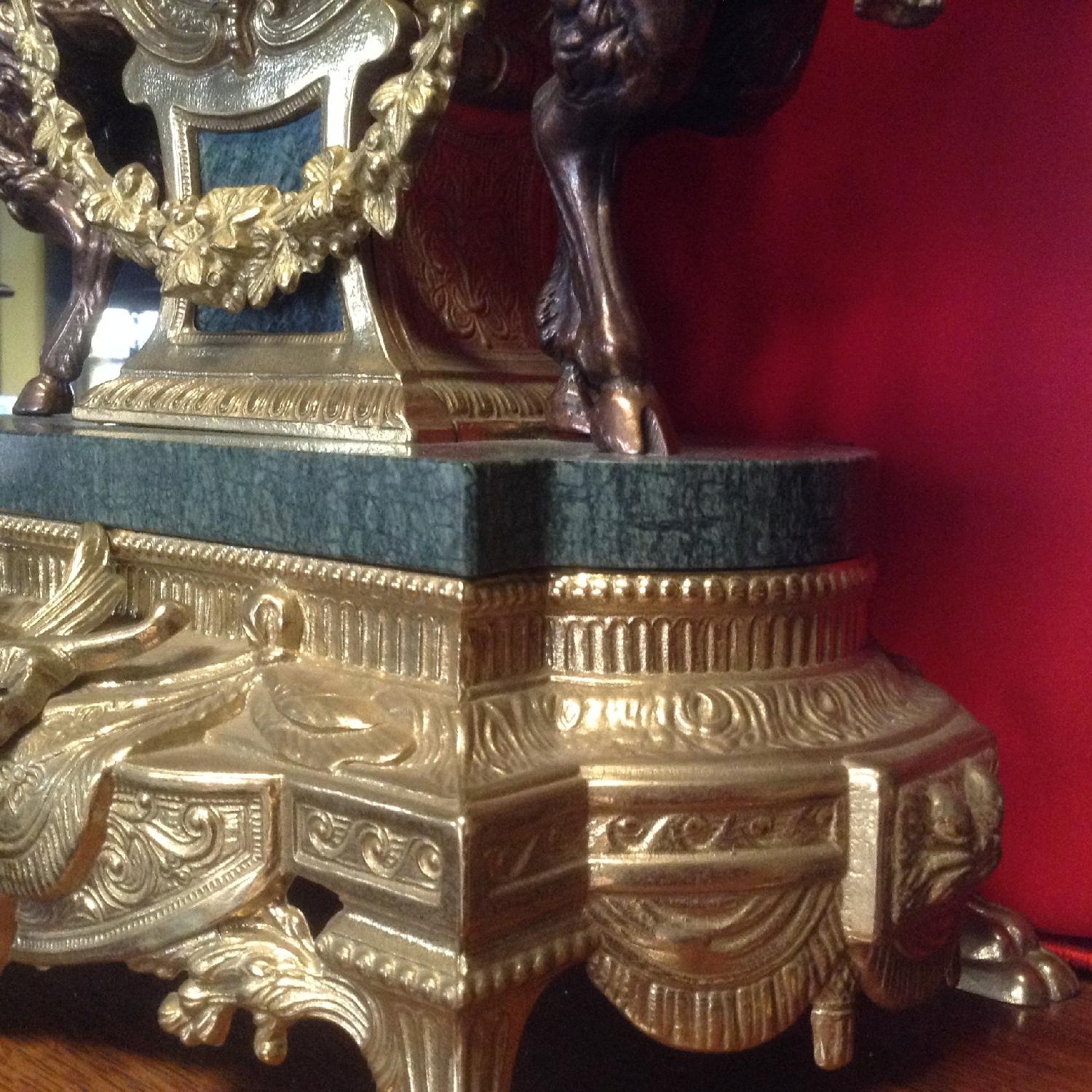 Italian Brevettato Marble Brass Candelabras and Imperial Clock Set ...