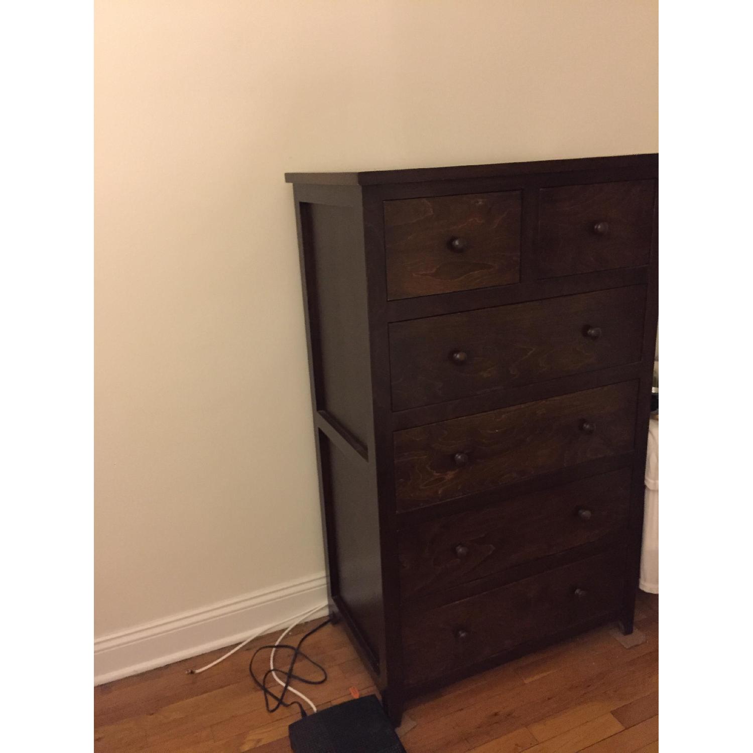 Gothic Cabinet Craft Dark Wood 6 Drawer Dresser - AptDeco