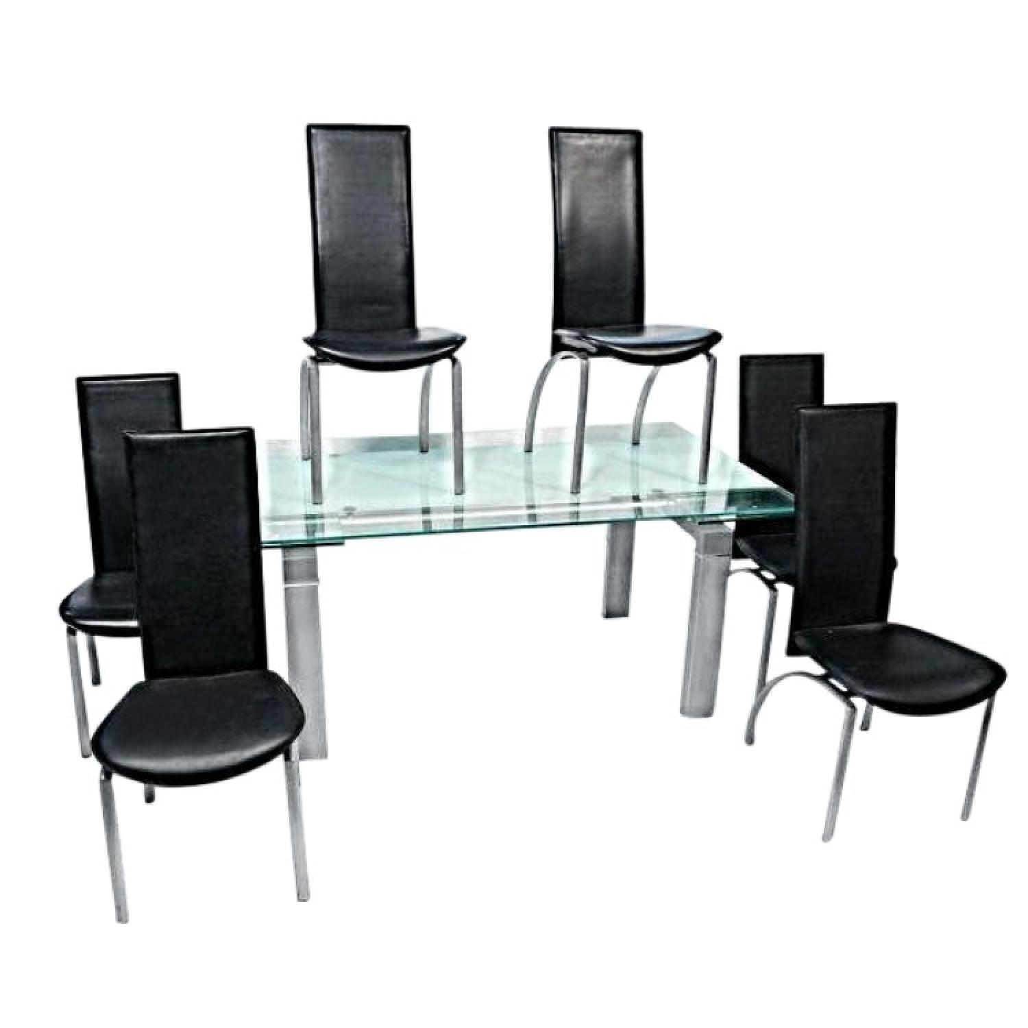 Kaiser Newman Post Modern Art Deco Black Leather Dining Chairs - AptDeco