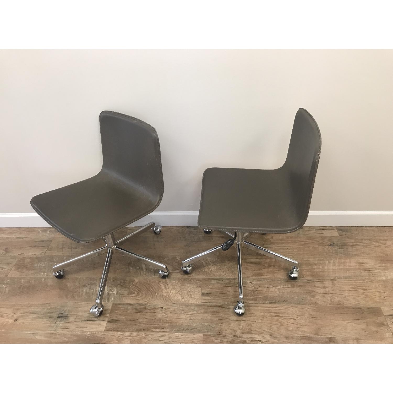 CB2 Form Leather Rolling Office Chairs - AptDeco