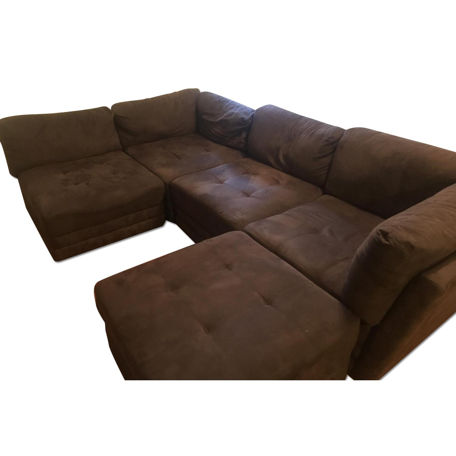 Bob's Microsuede Sectional Sofa & Ottoman - AptDeco