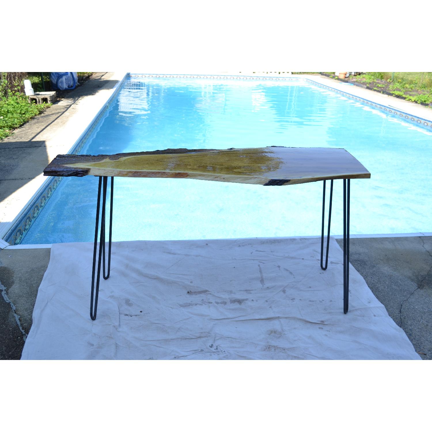 Rustic Live Edge Honey Locust Table/Desk - AptDeco