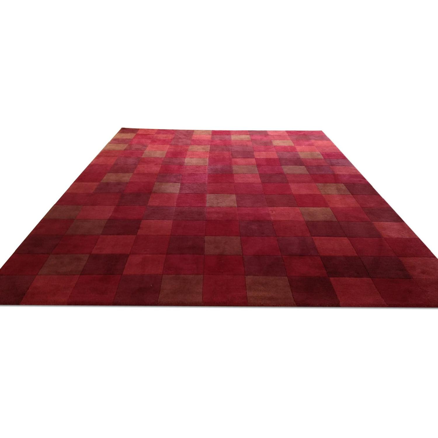 Crate & Barrel Red Square Design Rug - AptDeco